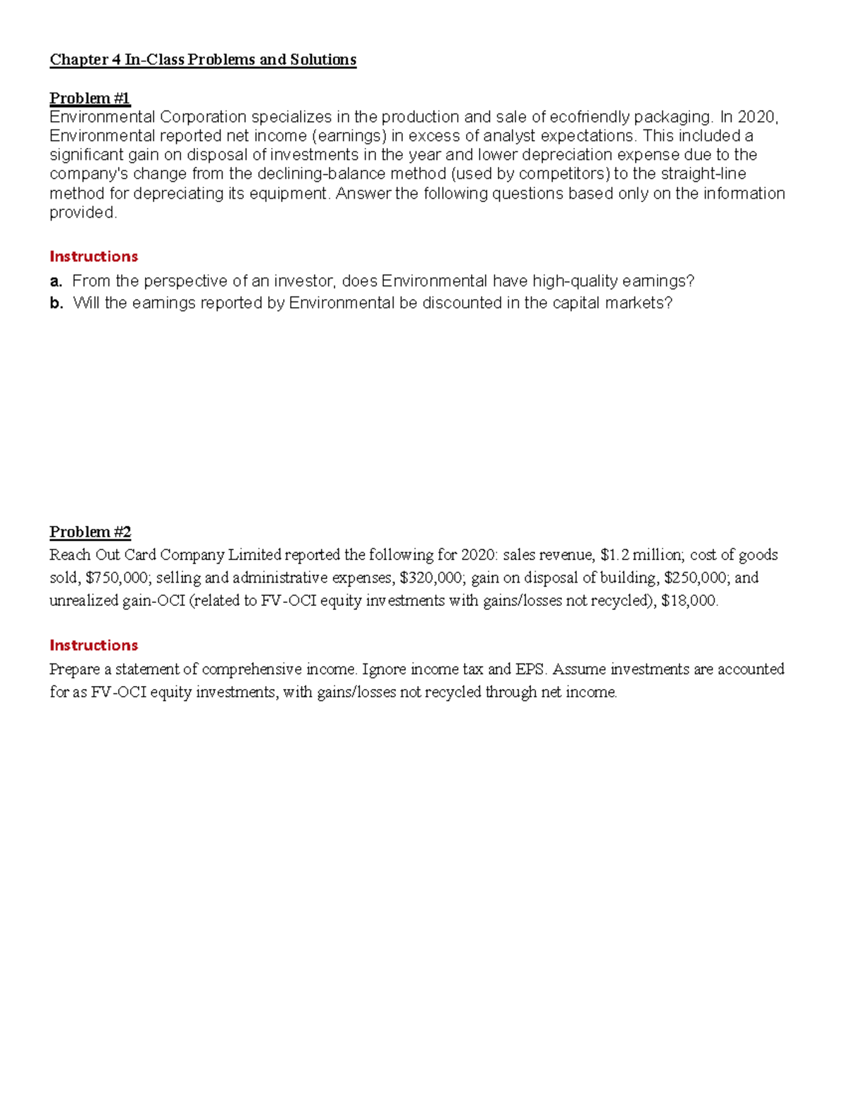 Chapter 4 In-Class Problems - Chapter 4 In-Class Problems and Solutions ...
