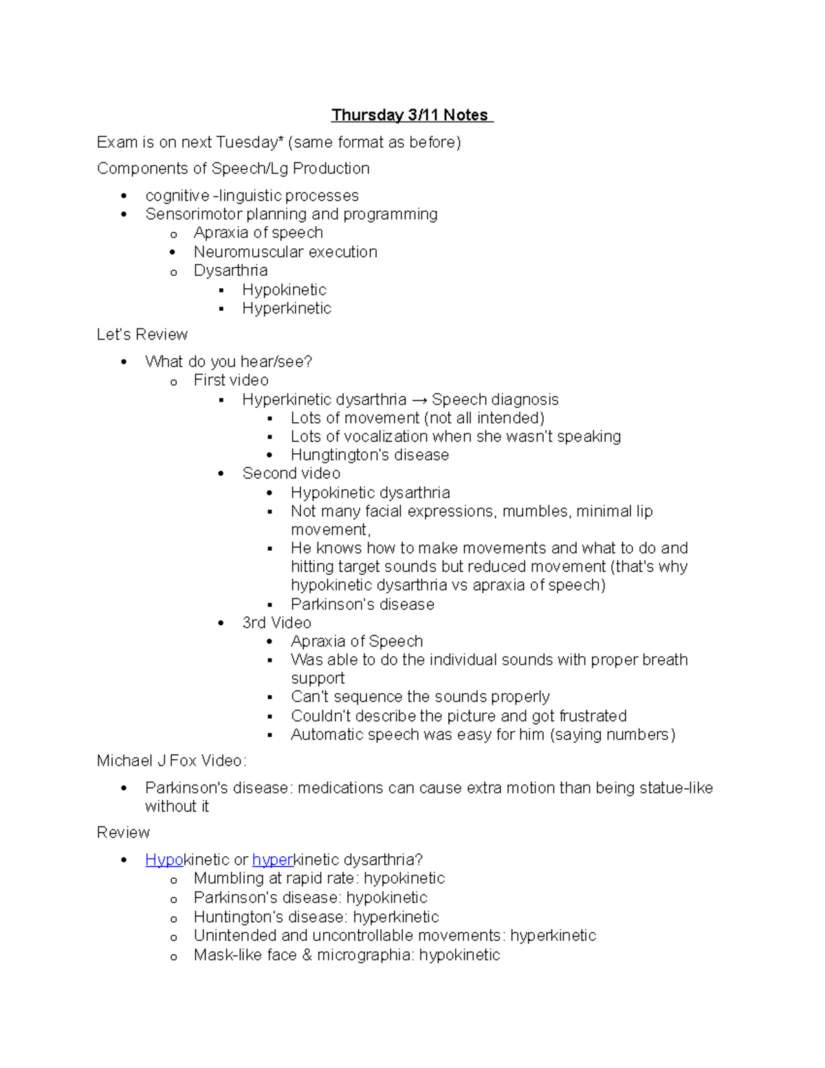 Comm Dis Notes 3rd video - Thursday 3/11 Notes Exam is on next Tuesday ...