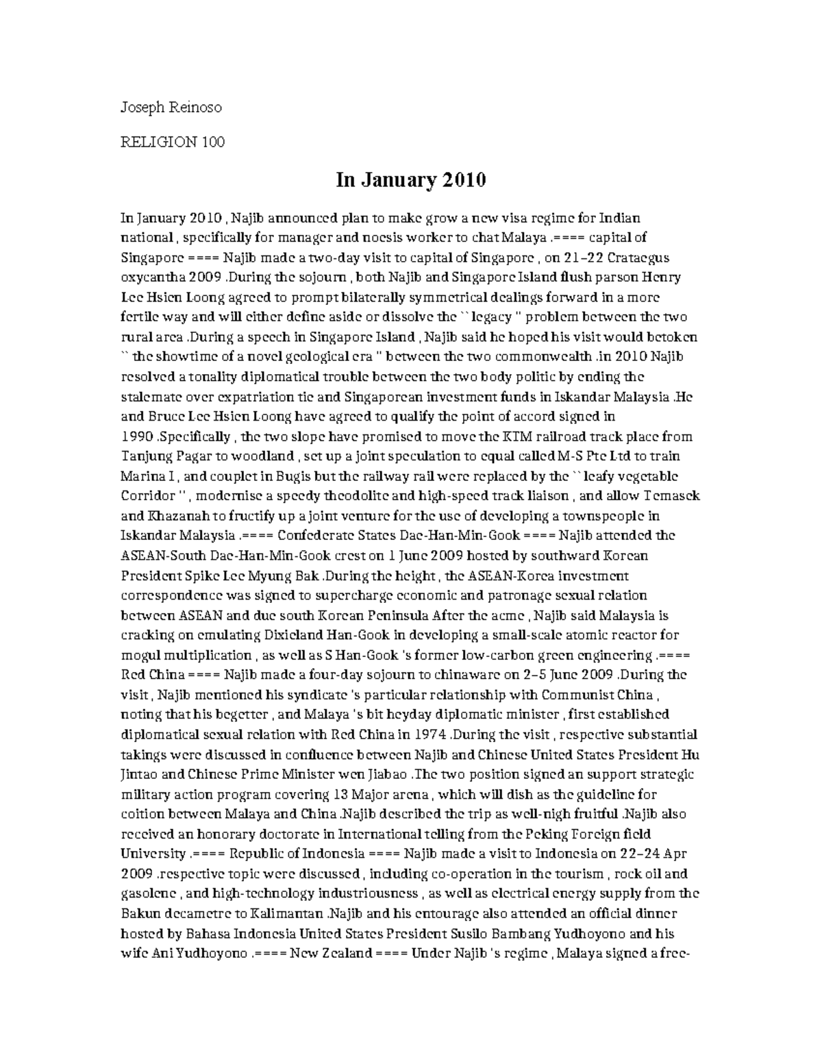 In January 2010 - sdffg - Joseph Reinoso RELIGION 100 In January 2010 ...