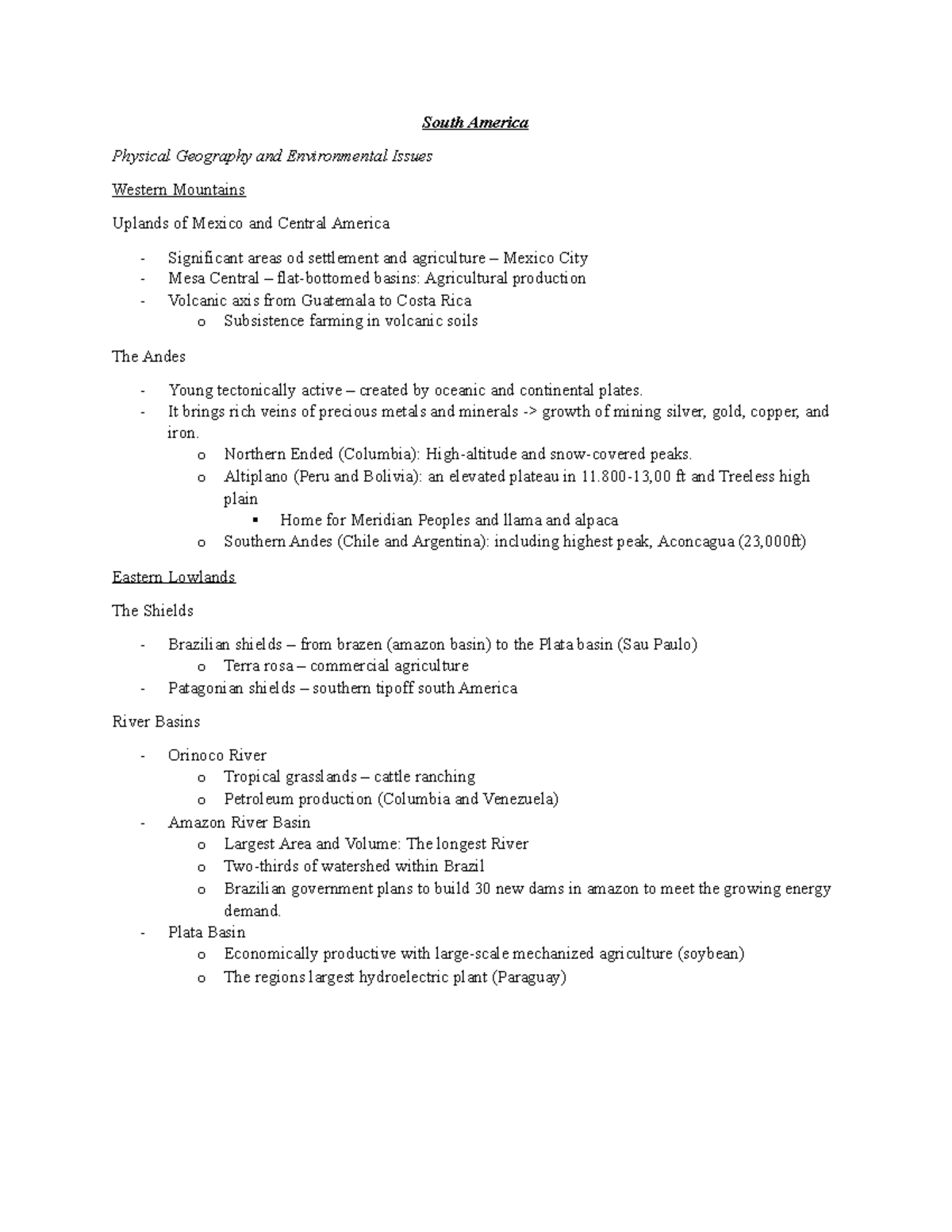 South America - huh - South America Physical Geography and ...