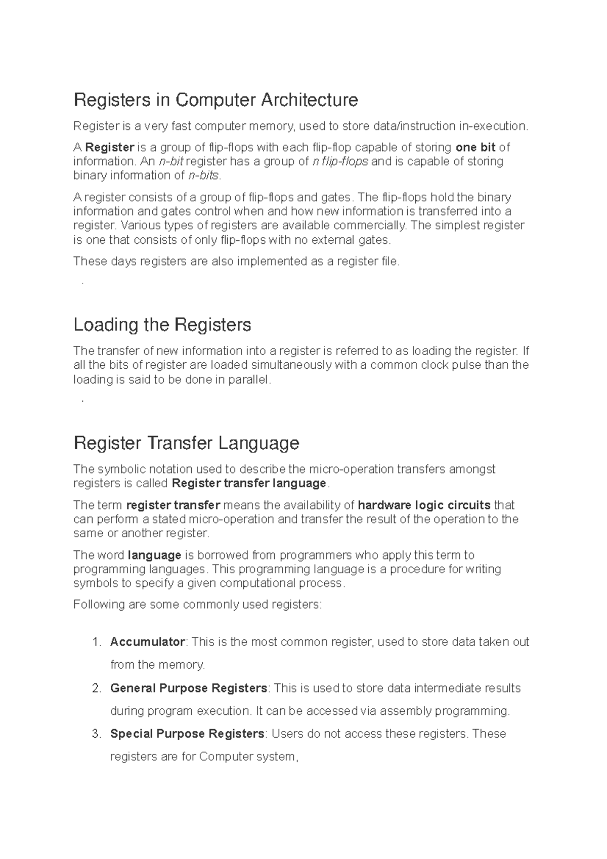 Registers in Computer Architecture - Registers in Computer Architecture ...
