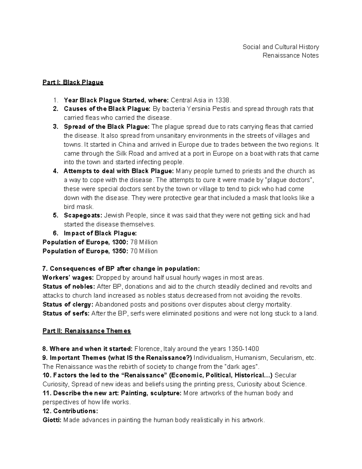 Renaissance Research Notes - Social and Cultural History Renaissance ...