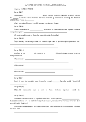 Raport DE ExpertizĂ ContabilĂ - TEMĂ: RAPORT DE EXPERTIZĂ CONTABILĂ ...