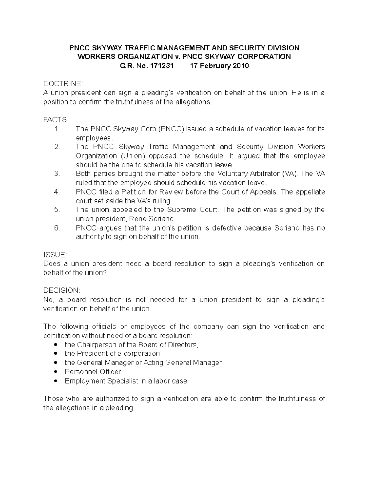 282 PNCC Skyway Traffic Management AND Security Division v PNCC - PNCC ...