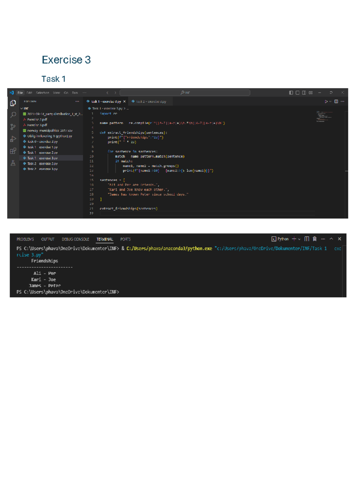 Exercise 3 - Bra - Exercise 3 Task 1 File Edit Selection View Go Run ... a INF EXPLORER ... Task ...
