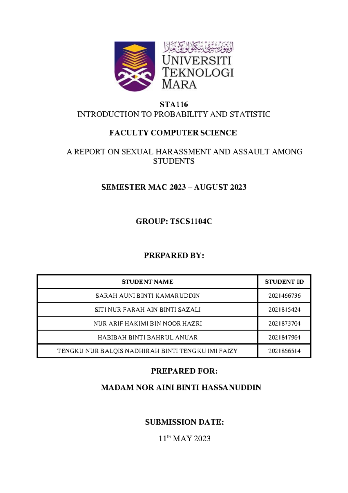 Final Report Sta116 Group 2 Sta Introduction To Probability And