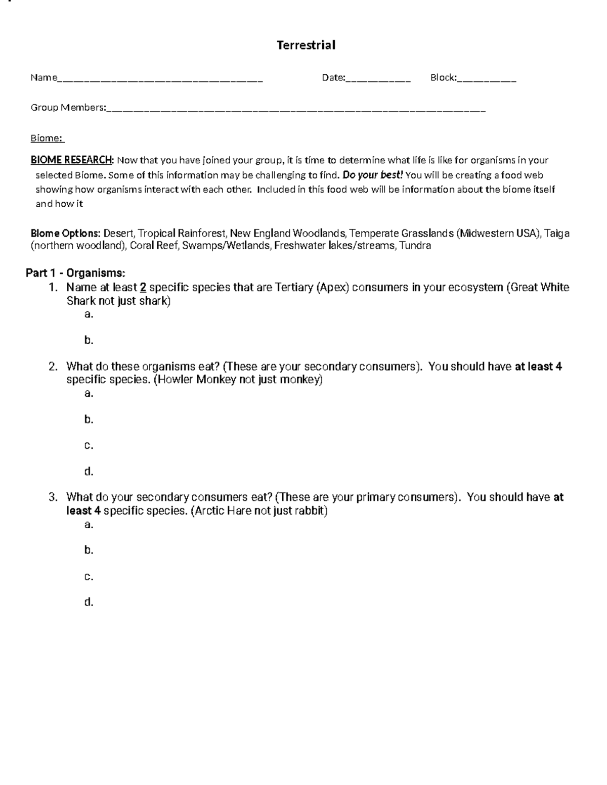 Biome Research 23 - Terrestrial (H) - Terrestrial Name