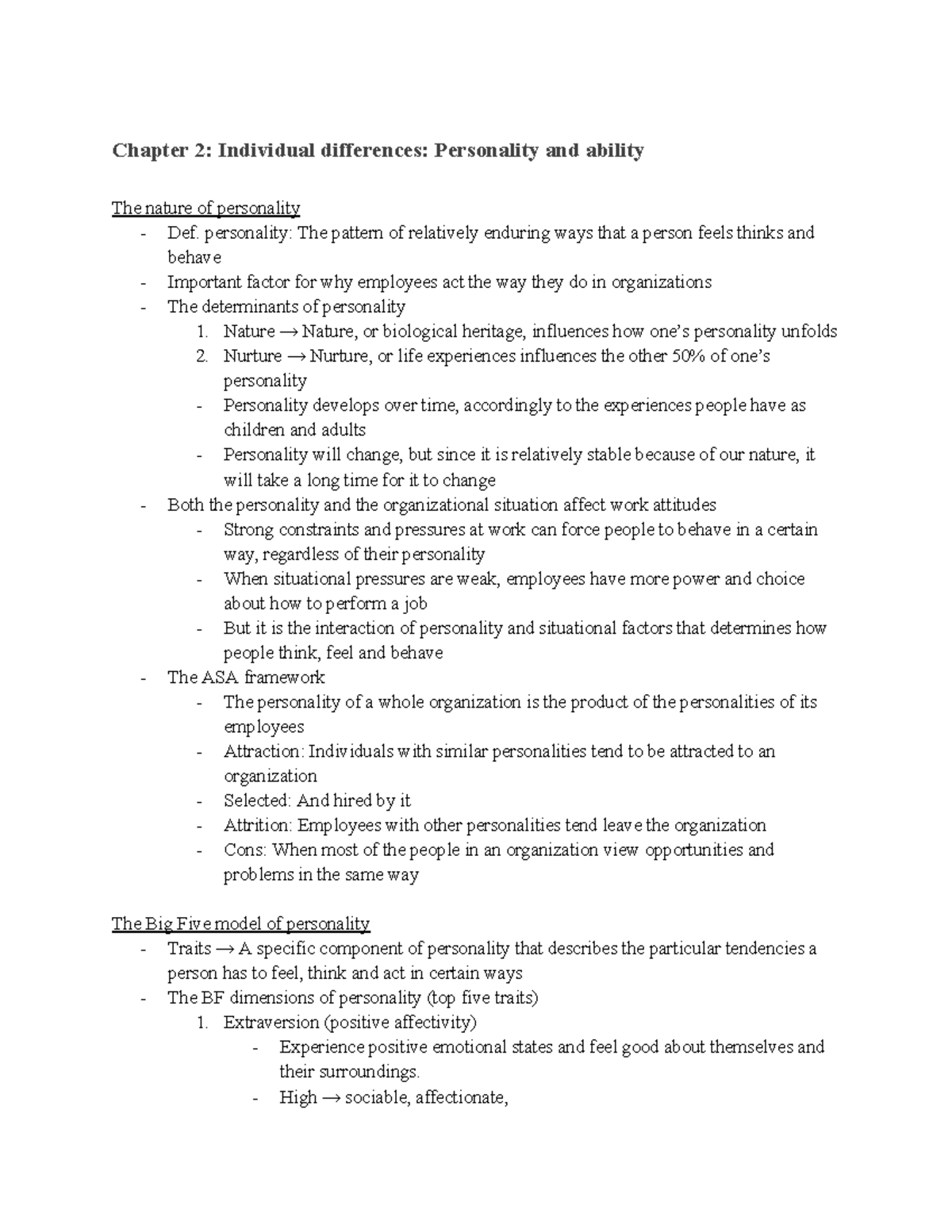 Chapter 2 Personality - Understanding and Managing Organizational ...