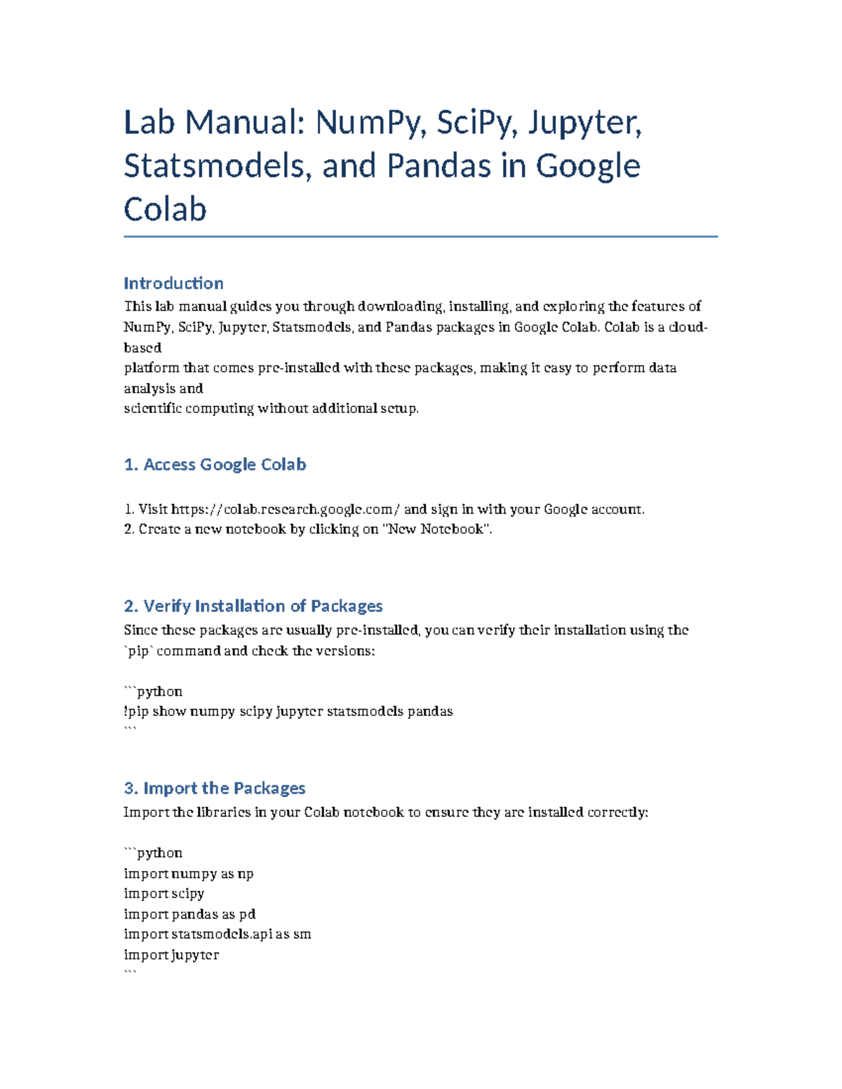 Ds Lab Manual Lab Manunal For Data Science Lab Lab Manual Numpy Scipy Jupyter