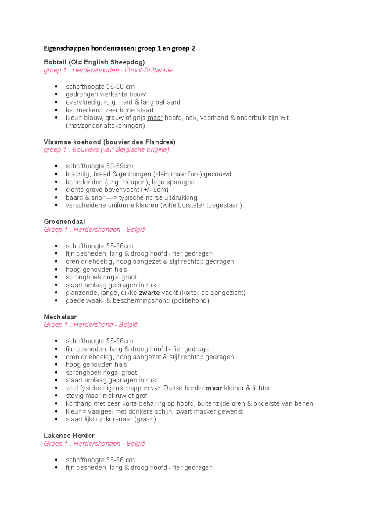 Rassenleer eigenschappen hondenrassen groep 1 en groep 2 ...