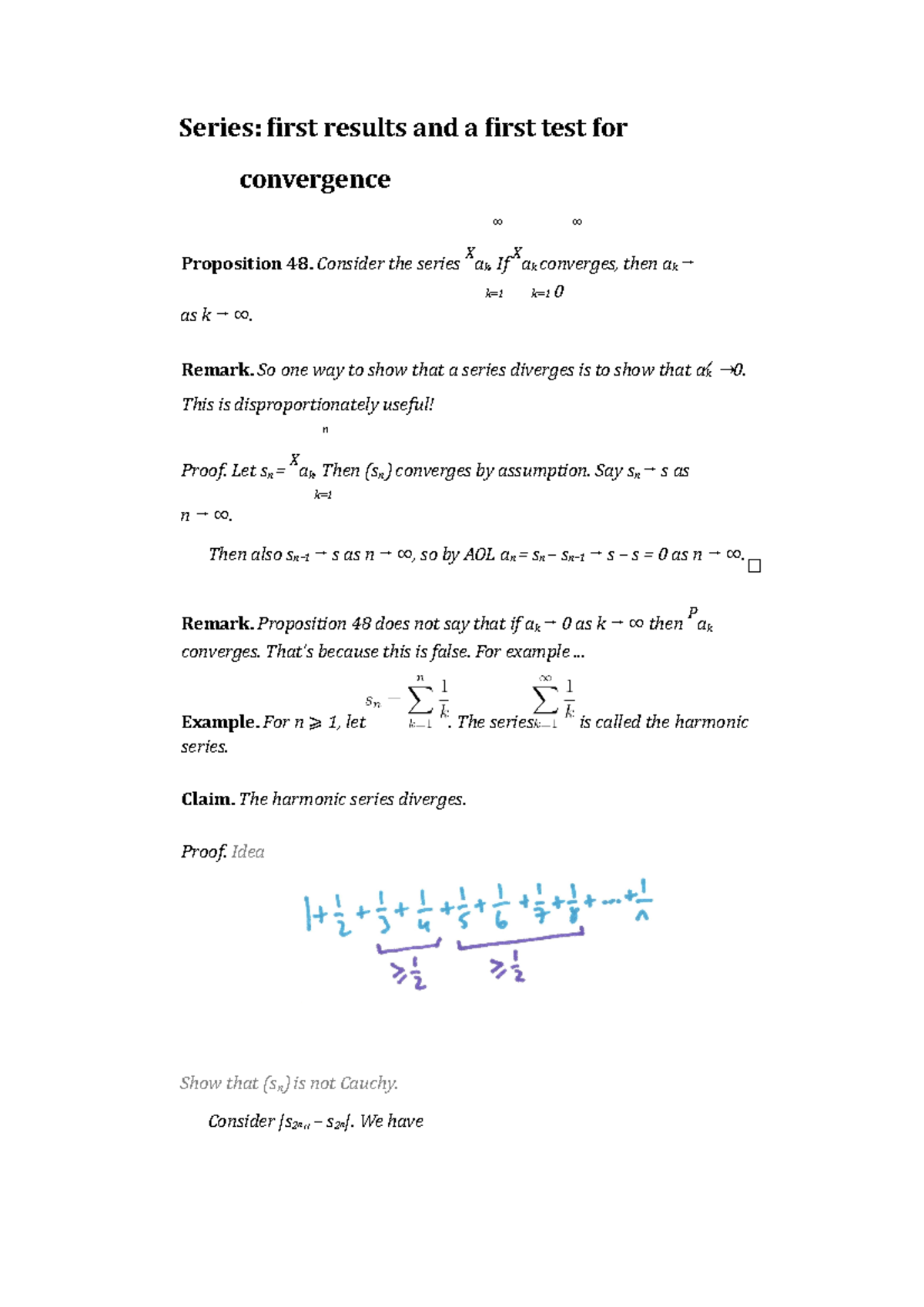 Analysis 27 - Series: first results and a first test for convergence ...