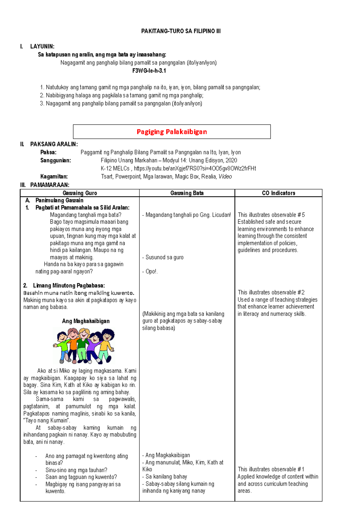 Detailed DEMO LP IN Filipino III - PAKITANG-TURO SA FILIPINO III I ...