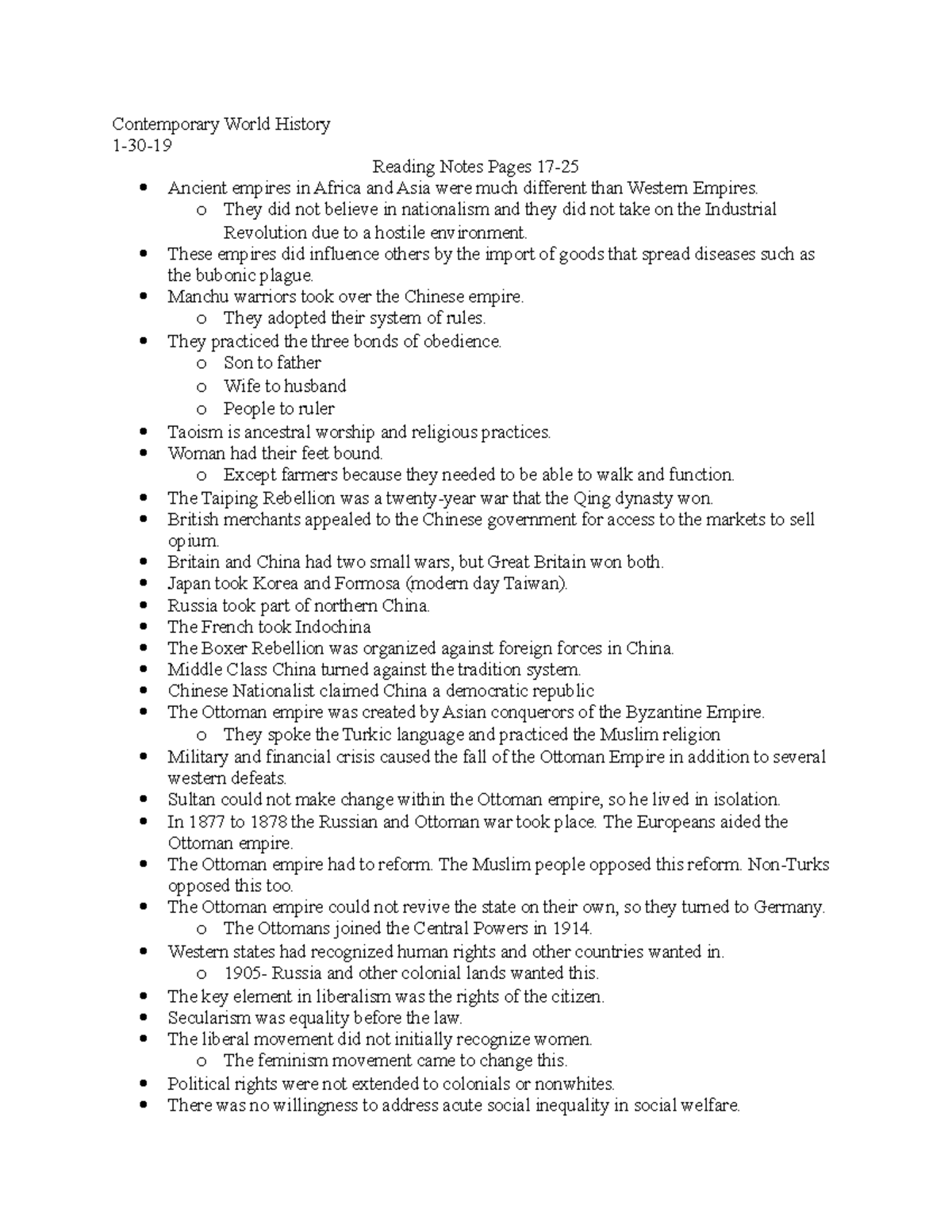 Contemporary World History PG 17-25 Notes - Contemporary World History ...