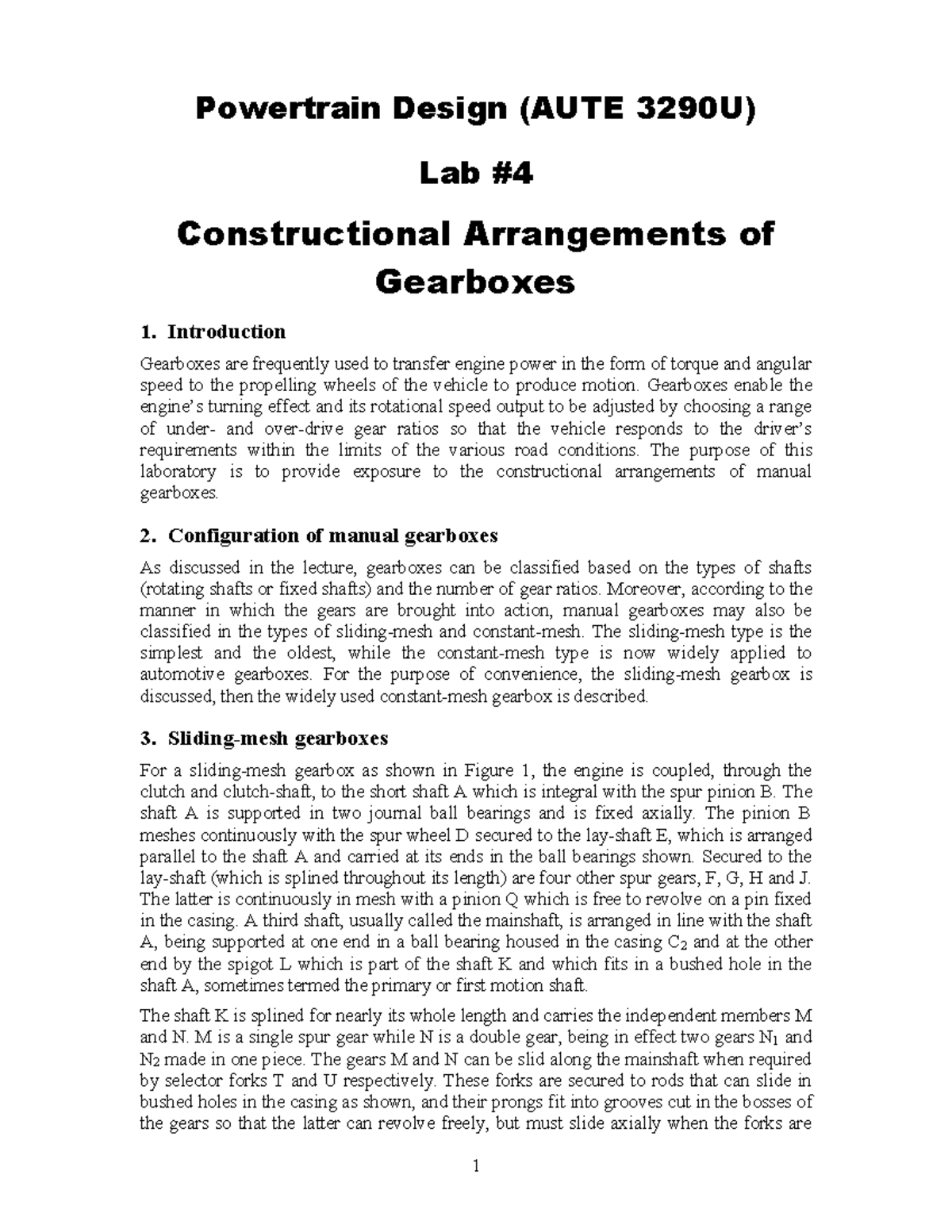 AUTE3290U+Lab+4+Manual - Powertrain Design (AUTE 3290U) Lab Constructional Arrangements of ...