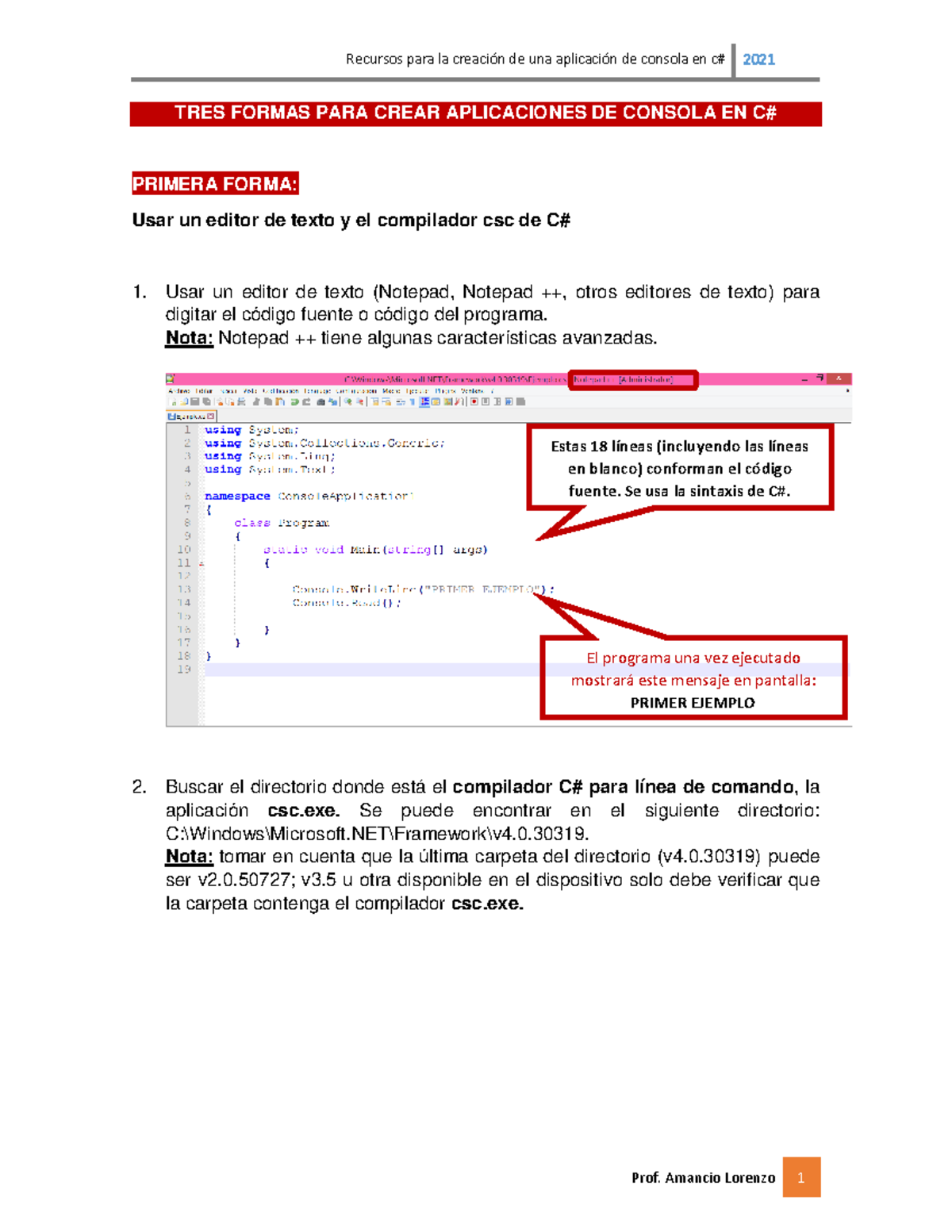 Recursos para crear aplicaciones de consola en C# - TRES FORMAS PARA CREAR APLICACIONES DE ...