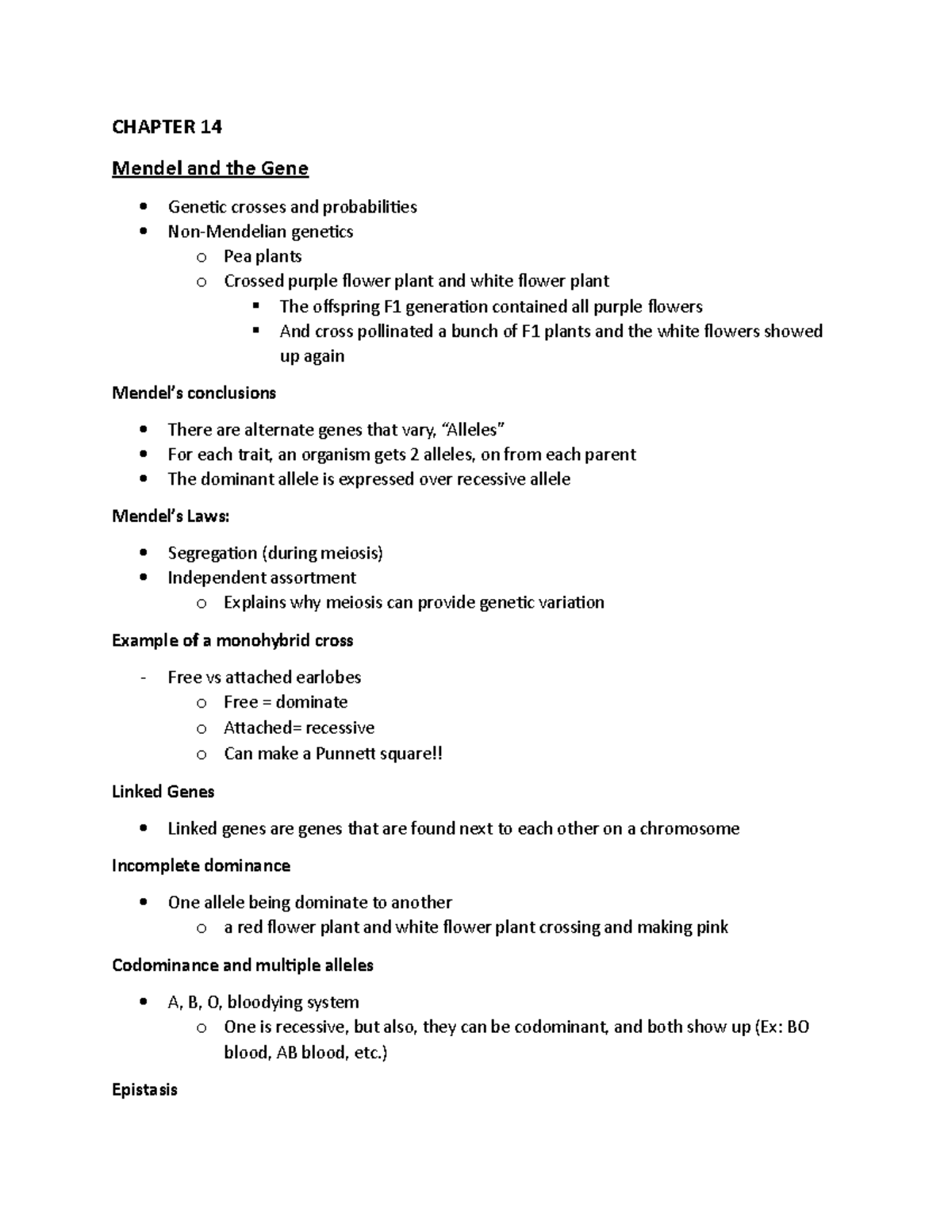 Bio 151- CH 14- Mendel and the Gene - CHAPTER 14 Mendel and the Gene ...