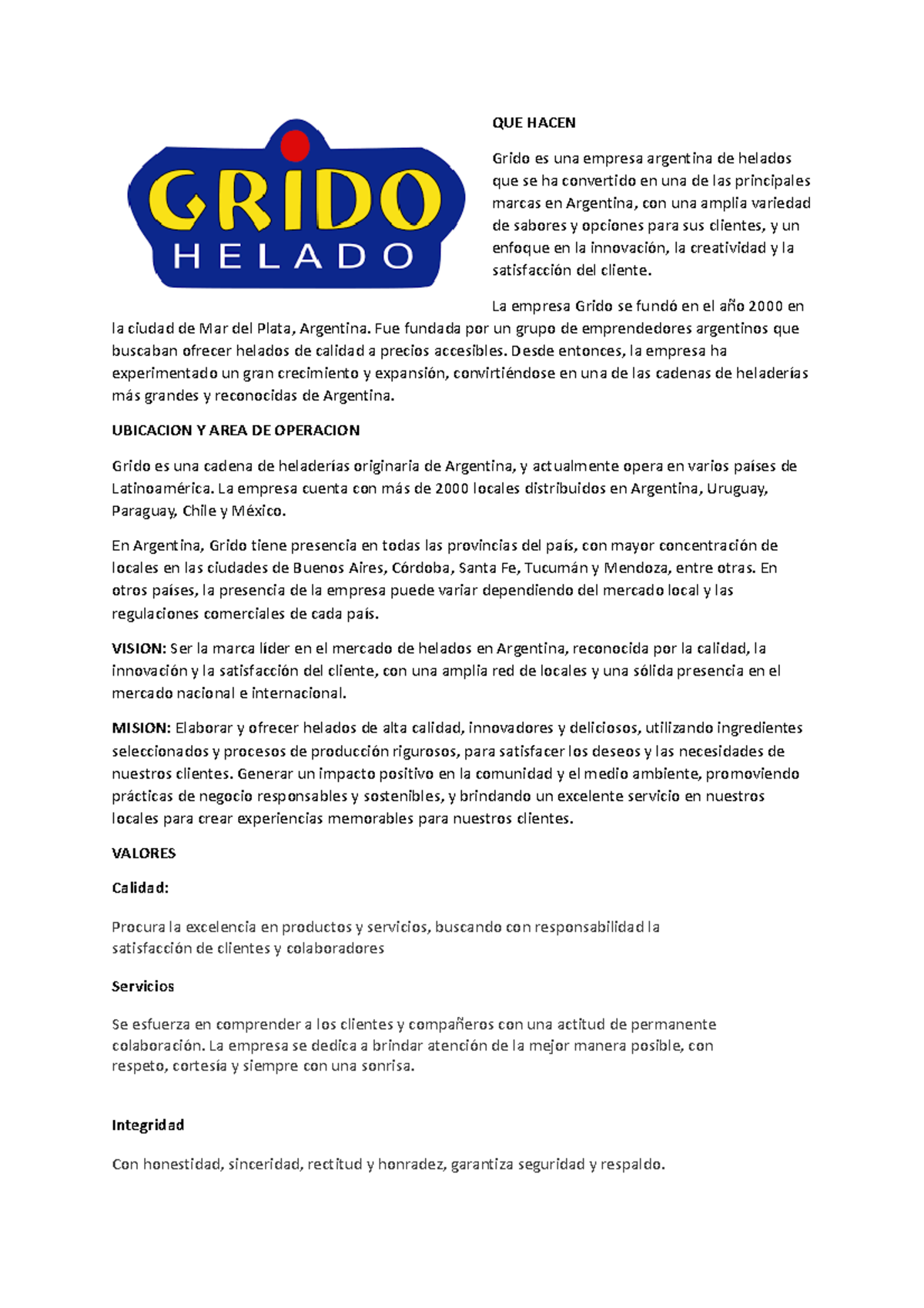 Grido - ??????? - QUE HACEN Grido es una empresa argentina de helados ...