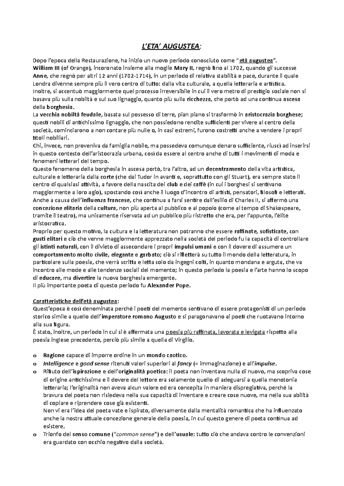 L'ETA' AUGUSTEA in Inghilterra - L’ETA’ AUGUSTEA: Dopo l’epoca della ...