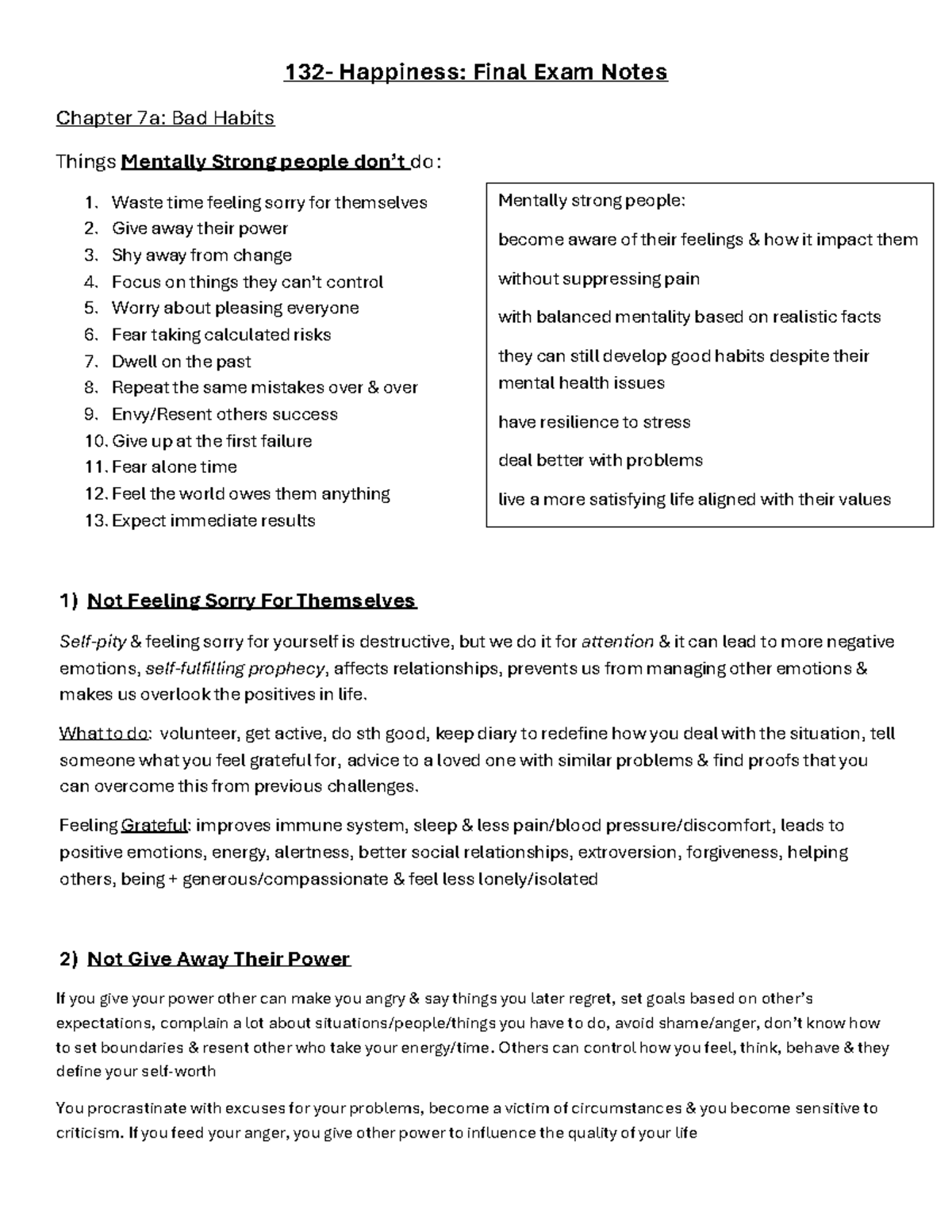Happiness Final Exam Notes- Chapters 7, 8, 9 - 132 - Happiness: Final ...