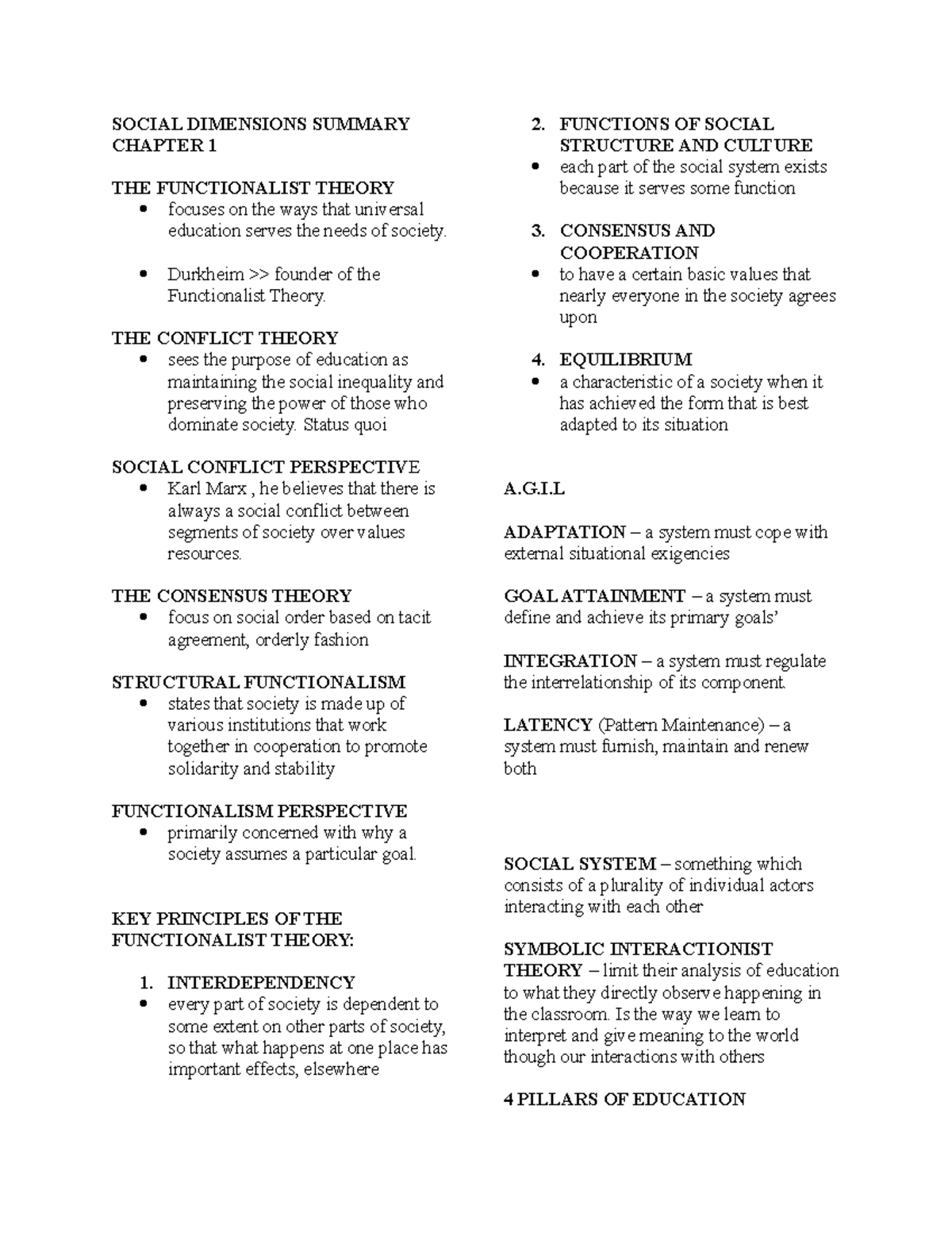 Social Dimensions Summary Chapter 1 - SOCIAL DIMENSIONS SUMMARY CHAPTER ...
