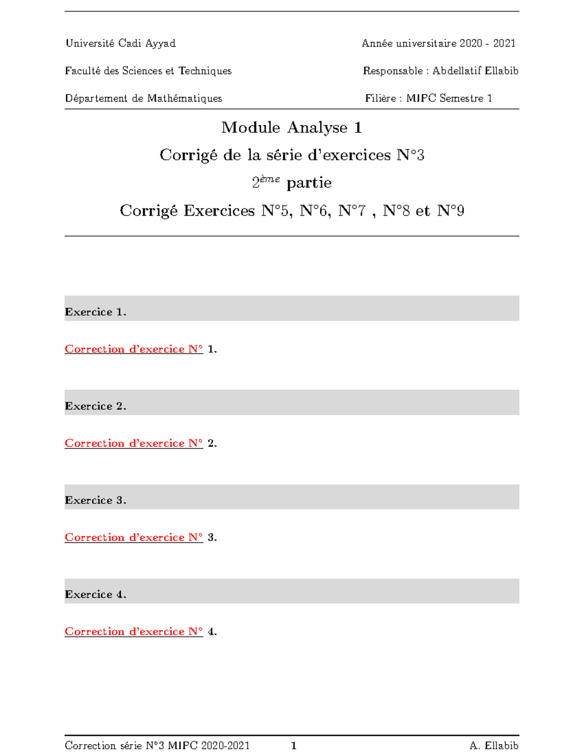 Corr TD3 2emepartie Analyse 1MIPC - Université Cadi Ayyad Année universitaire 2020 - 2021 ...