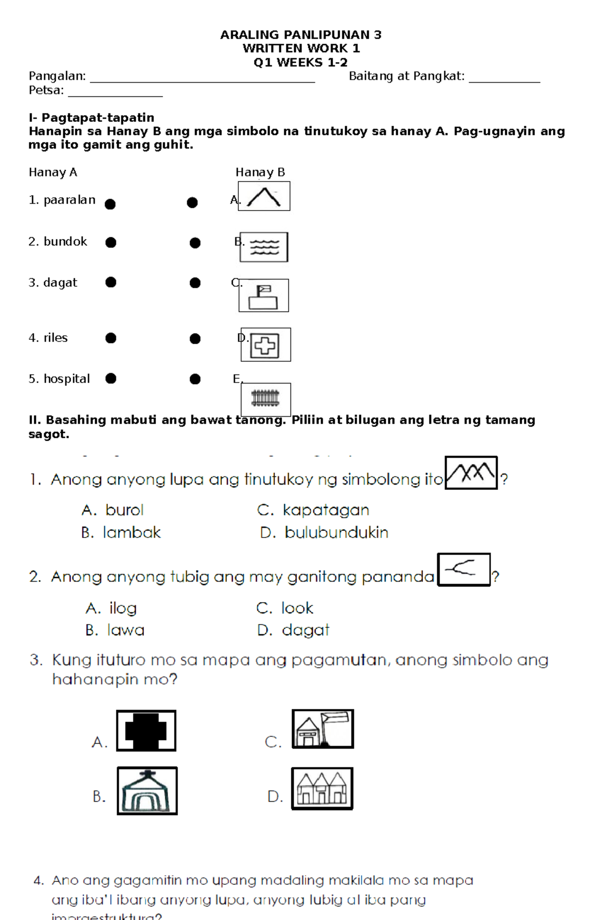 Q1 ST1 AP3 2024 2025 - Quizzes and lesson plans - ARALING PANLIPUNAN 3 WRITTEN WORK 1 Q1 WEEKS 1 ...