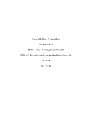 NUR6053 Week 9Assignment STE - NURS 6053 - Walden - Studocu