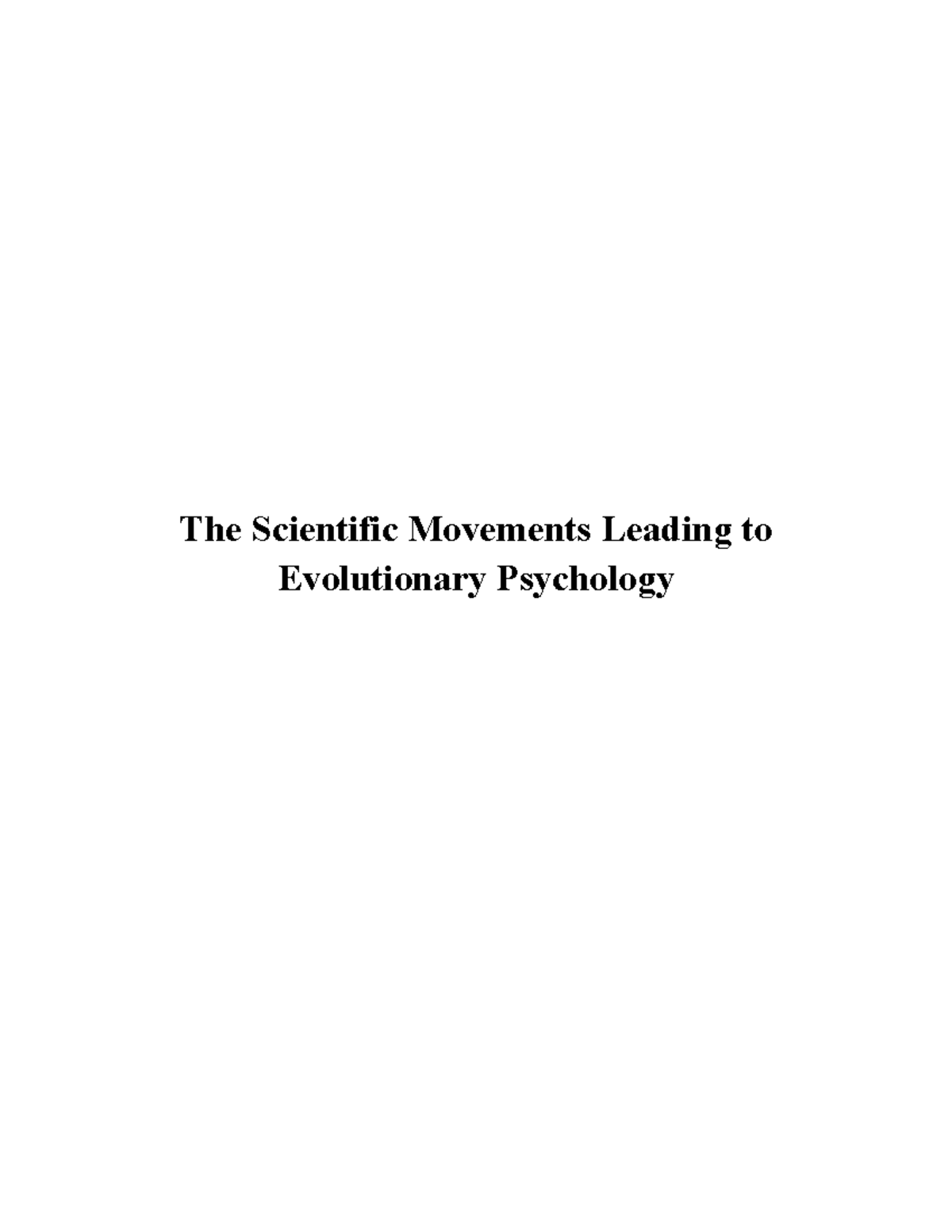 Chapter 1: The Scientific Movements Leading to Evolutionary Psychology ...