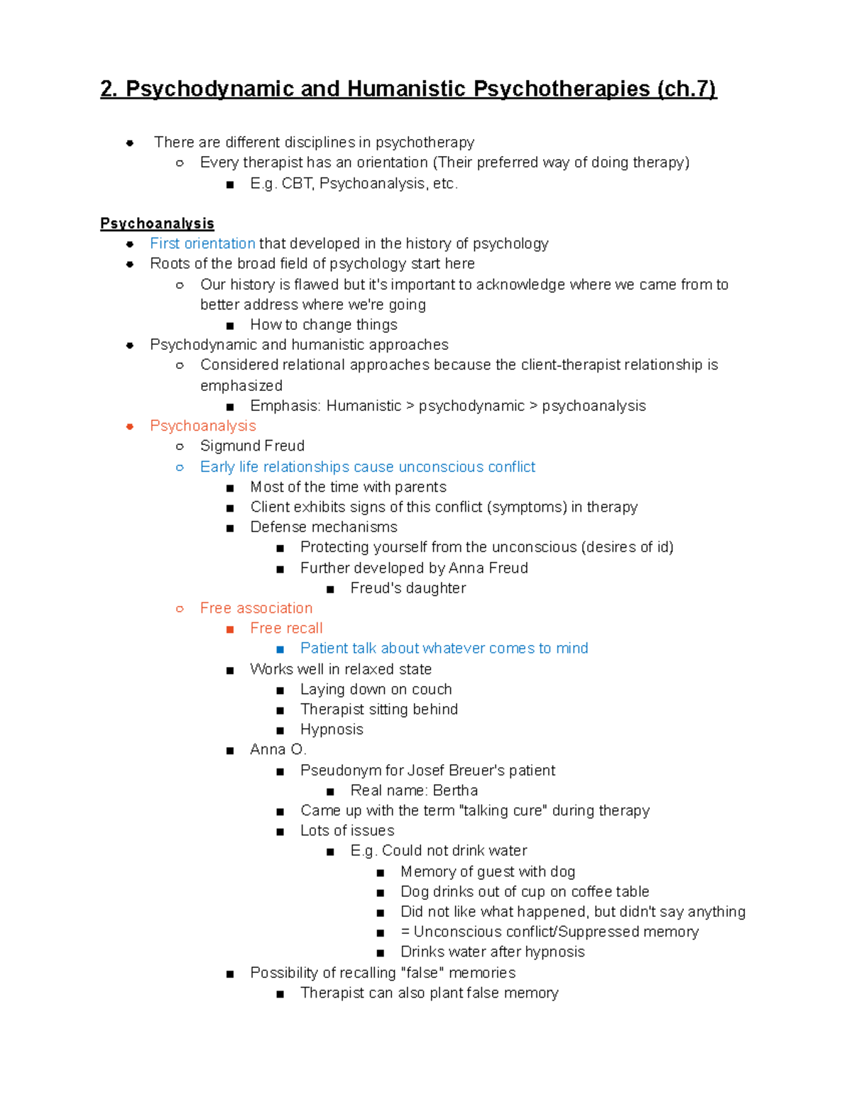 2. Psychodynamic and Humanistic Psychotherapies - There are different ...
