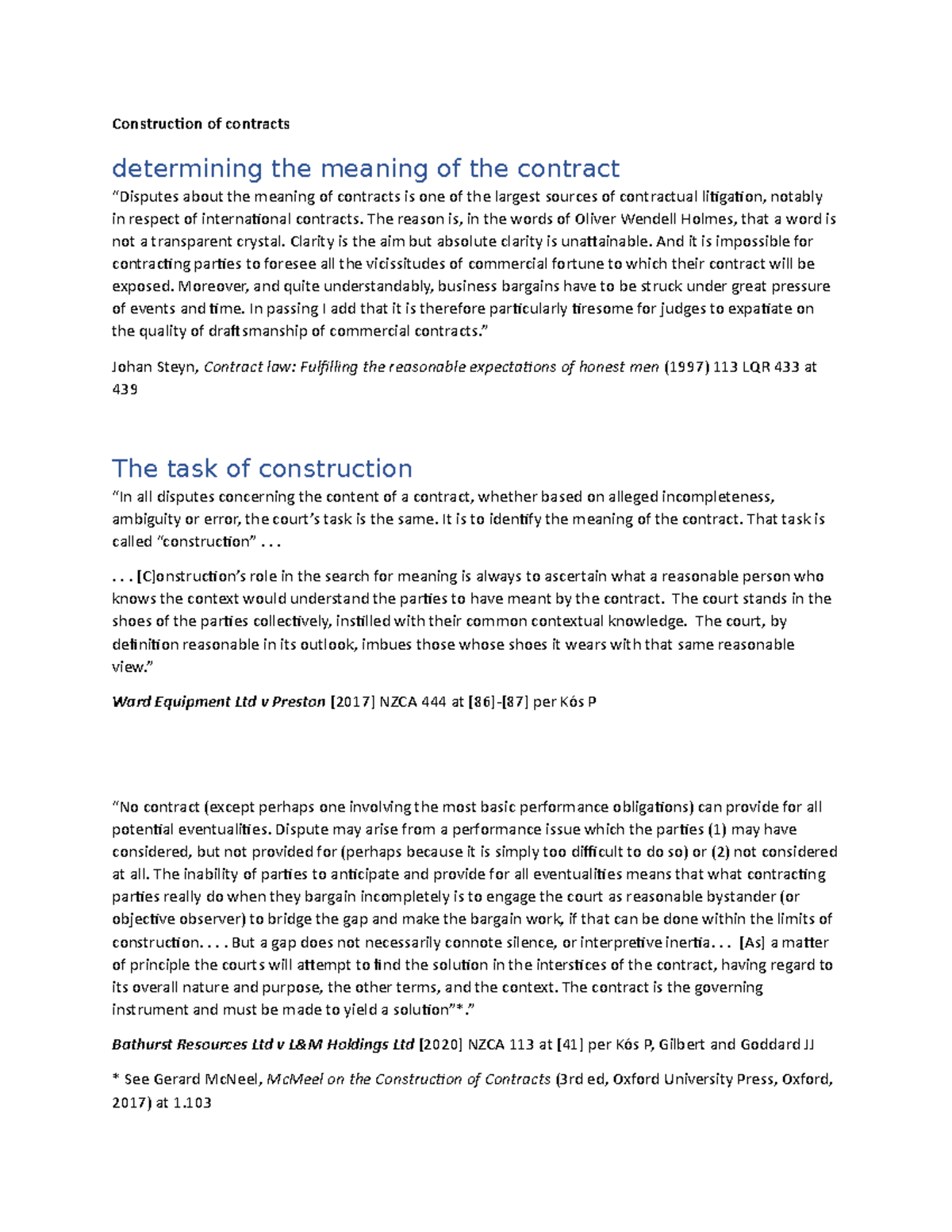 Contract Interpretation - Construction of contracts determining the ...