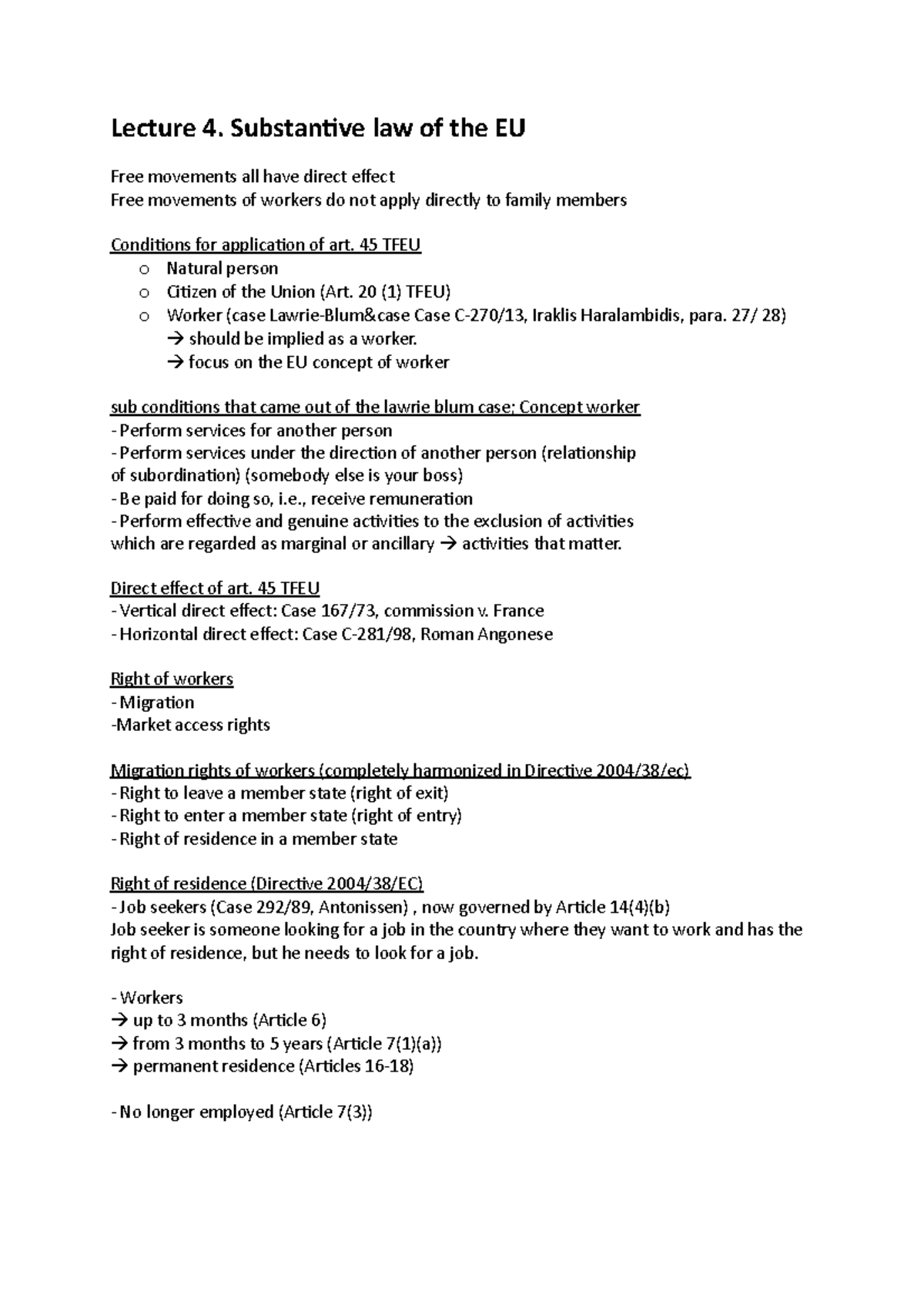Lecture 4 - Hoorcollege aantekeningen en schema - Lecture 4 ...