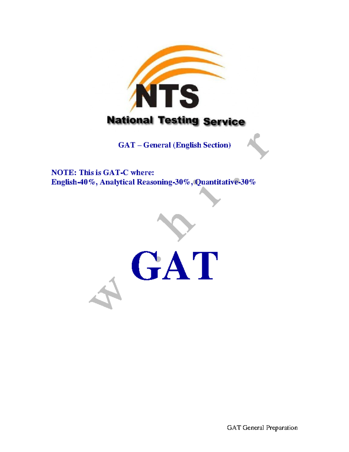 Gat english - .... - GAT – General (English Section) NOTE: This is GAT ...
