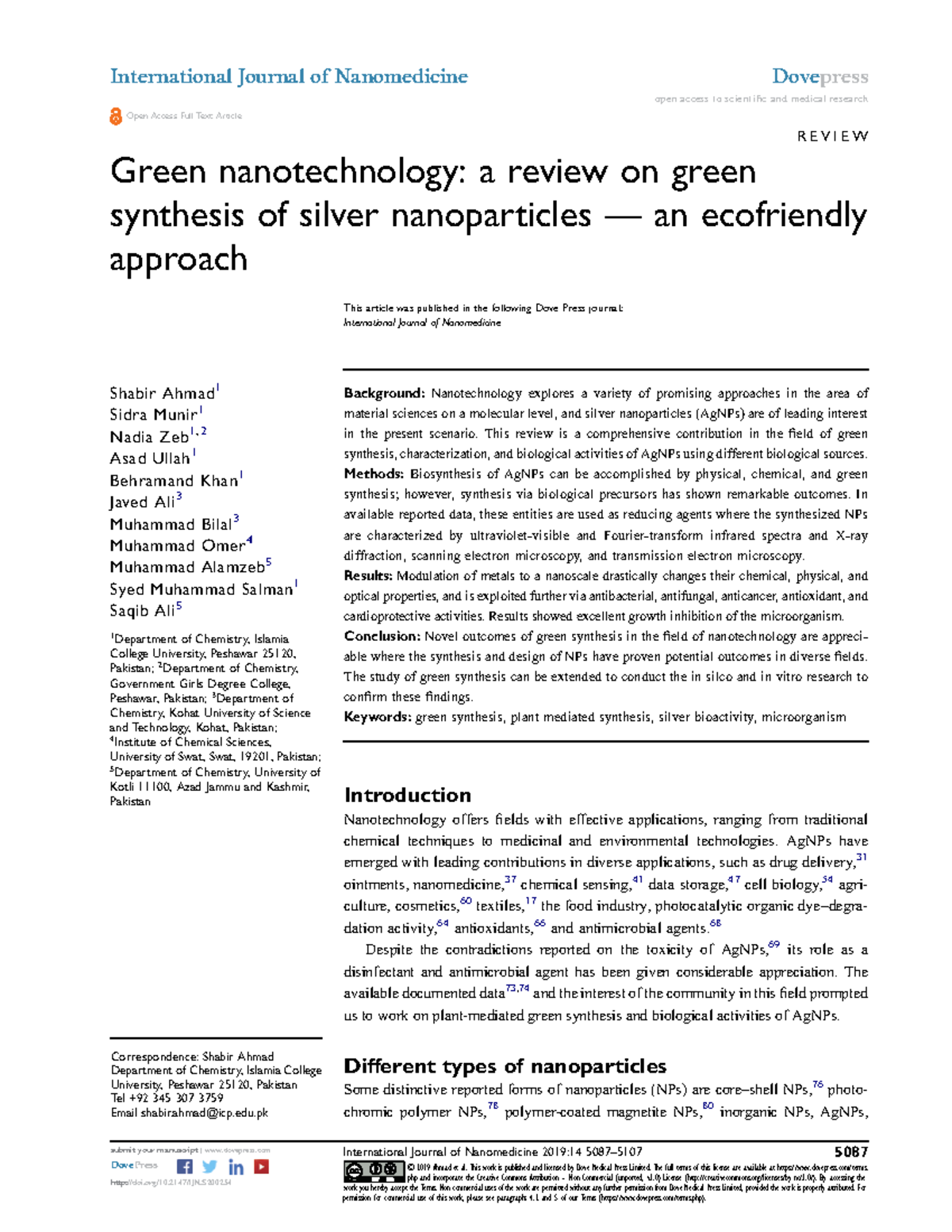 1 a review on green synthesis of nanoparticles - R E V I E W Green ...