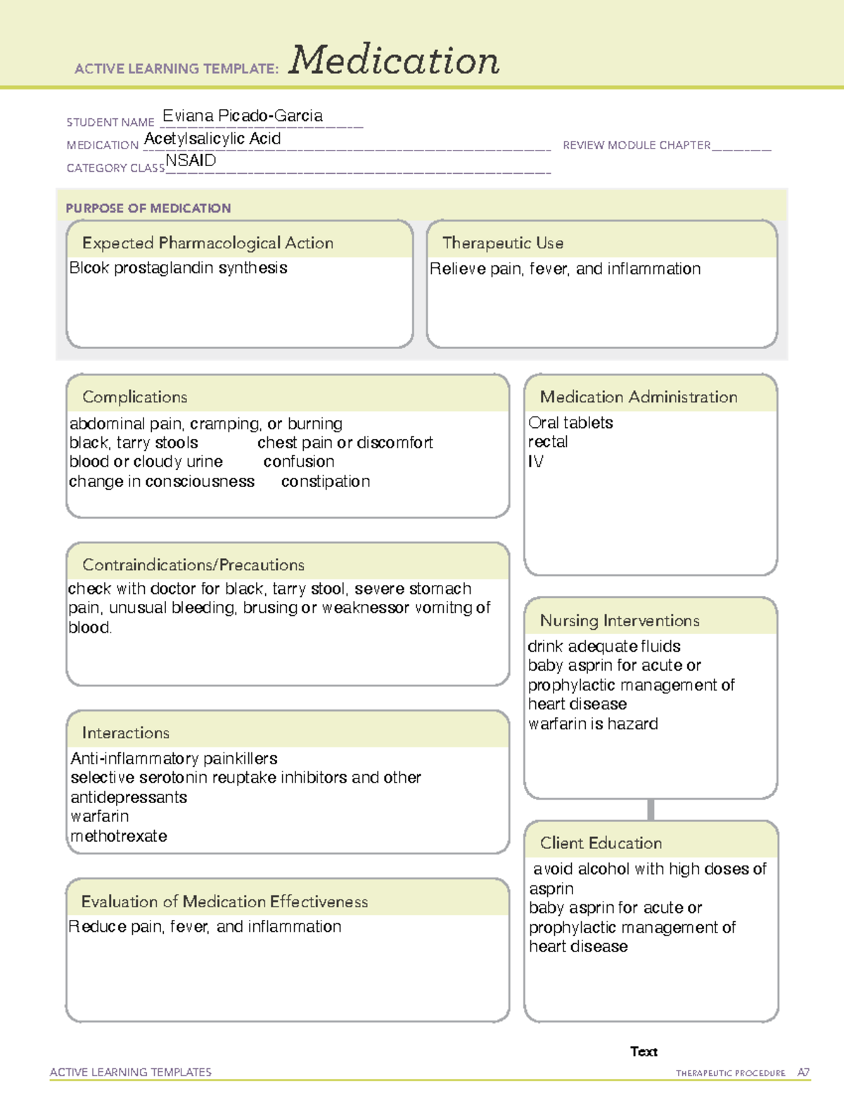 Acetylsalicylic Acid Med Active Learning Template medication-2 copy ...