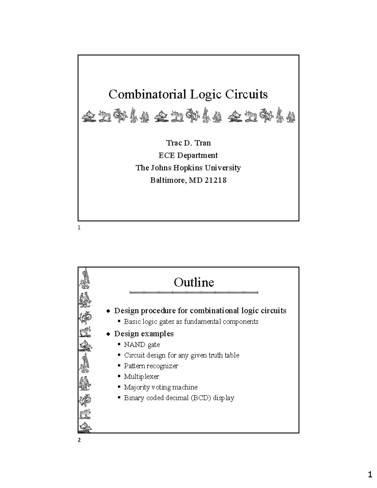 L11 Combinational Logic 2022 - Combinatorial Logic Circuits Trac D ...