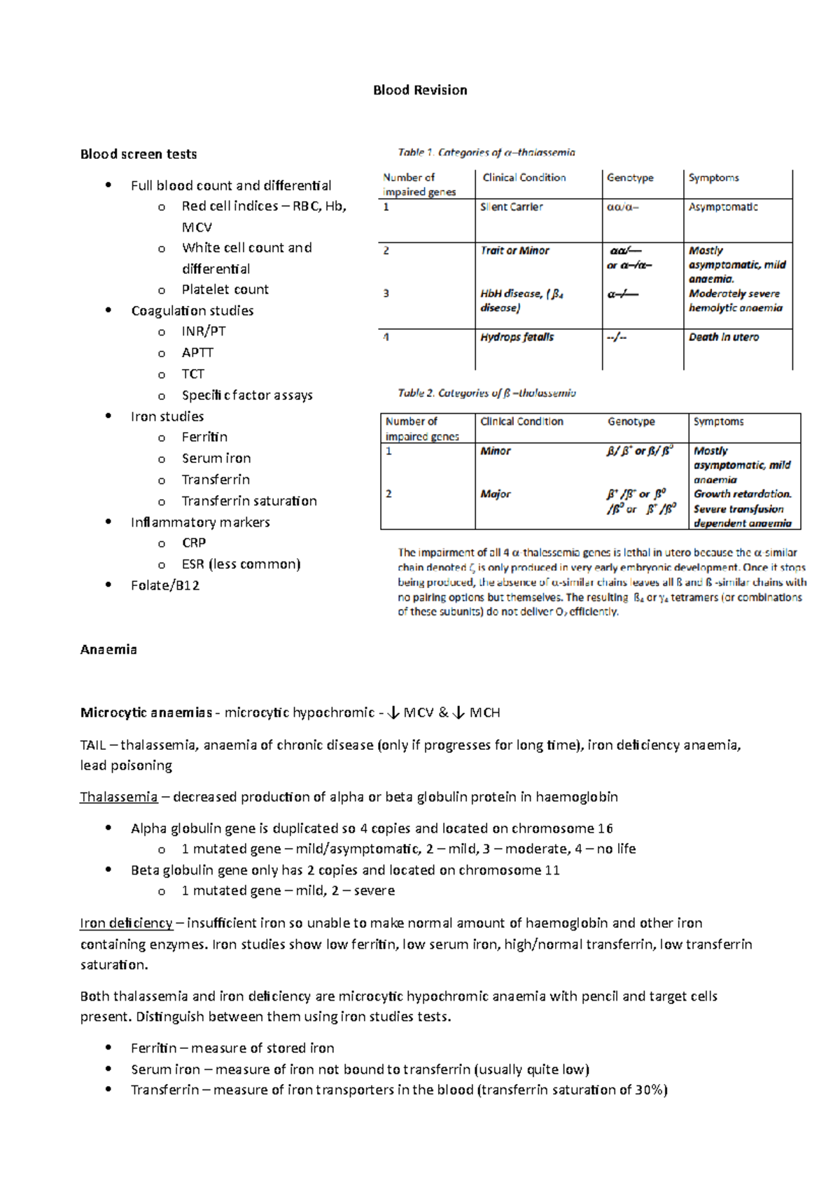 Blood Revision - Blood Revision Blood screen tests Full blood count and ...