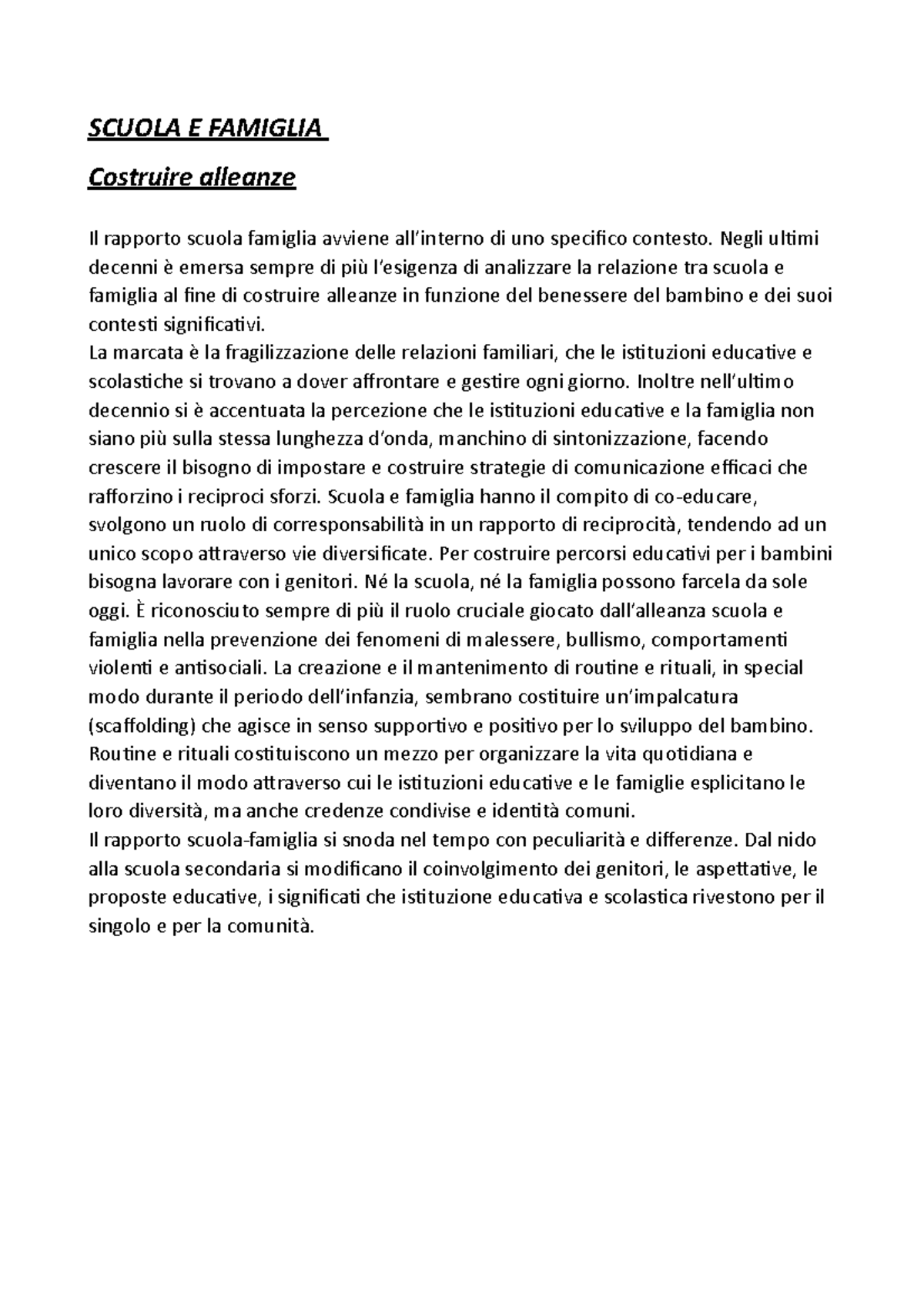 Pedagogia SOC. Costruire alleanze - SCUOLA E FAMIGLIA Costruire ...