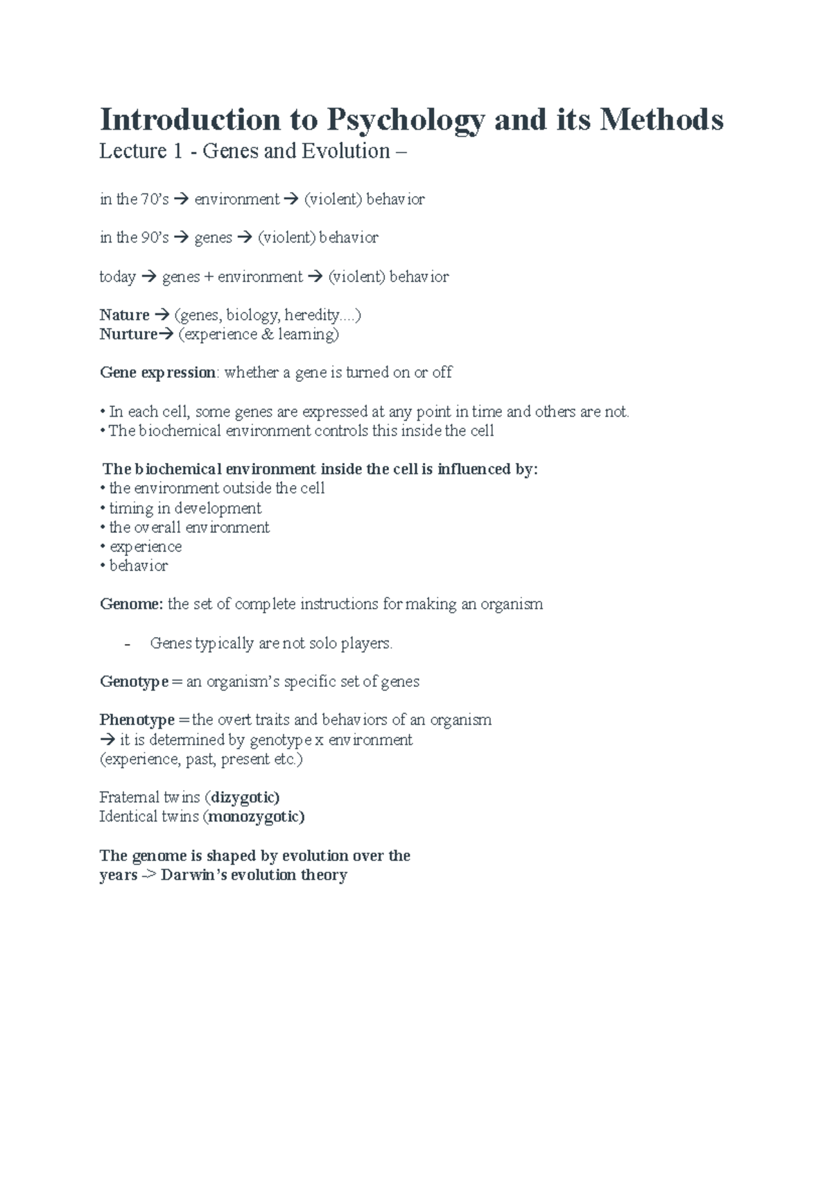 Introduction to Psychology and its Method topic 1 - Introduction to ...