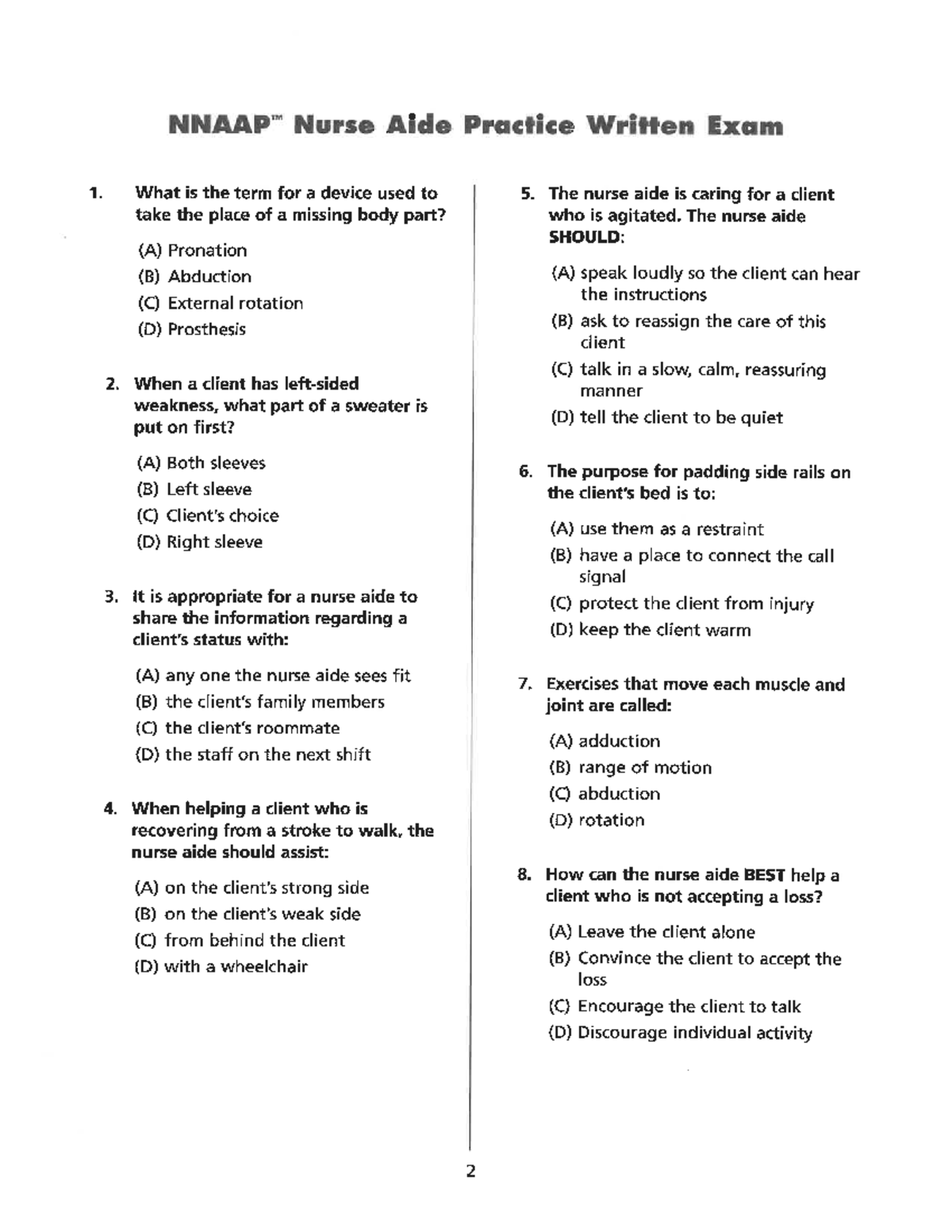 NA Practice Written Exam - Studocu