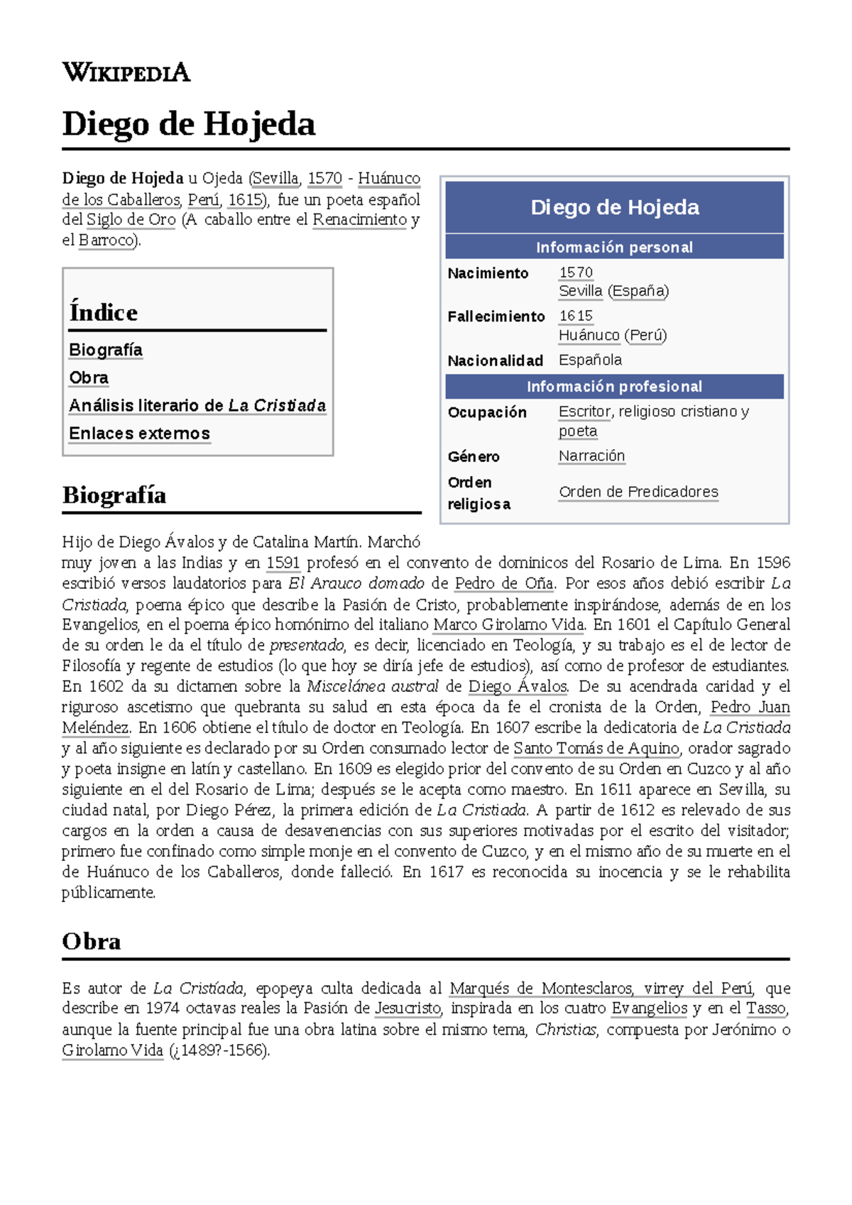 Diego de Hojeda - es solo uin pdf de wikipedia para poder investigar ...