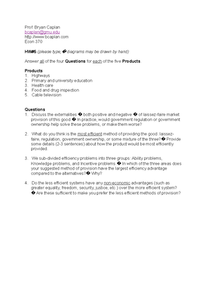 Homework 4 Questions - Prof. Bryan Caplan bcaplan@gmu bcaplan Econ 370 ...