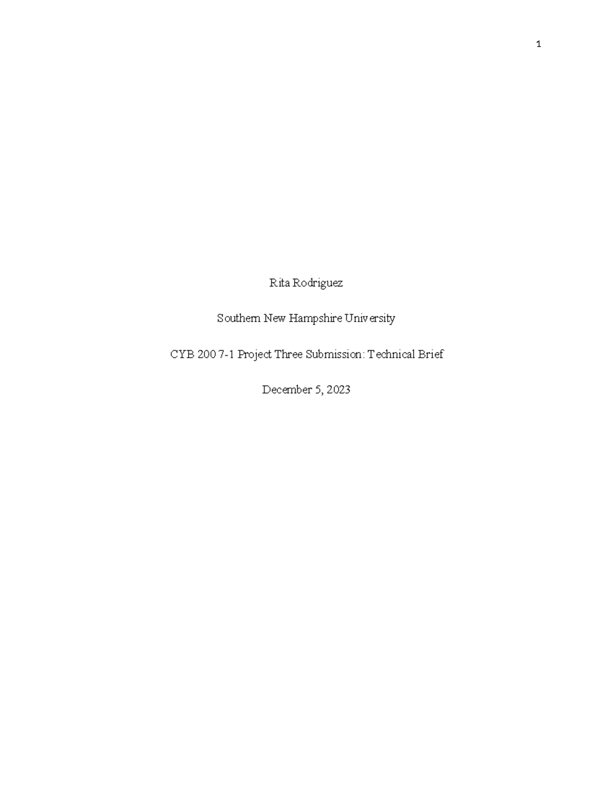 7-1 Project Three Submission Technical Brief - Rita Rodriguez Southern ...