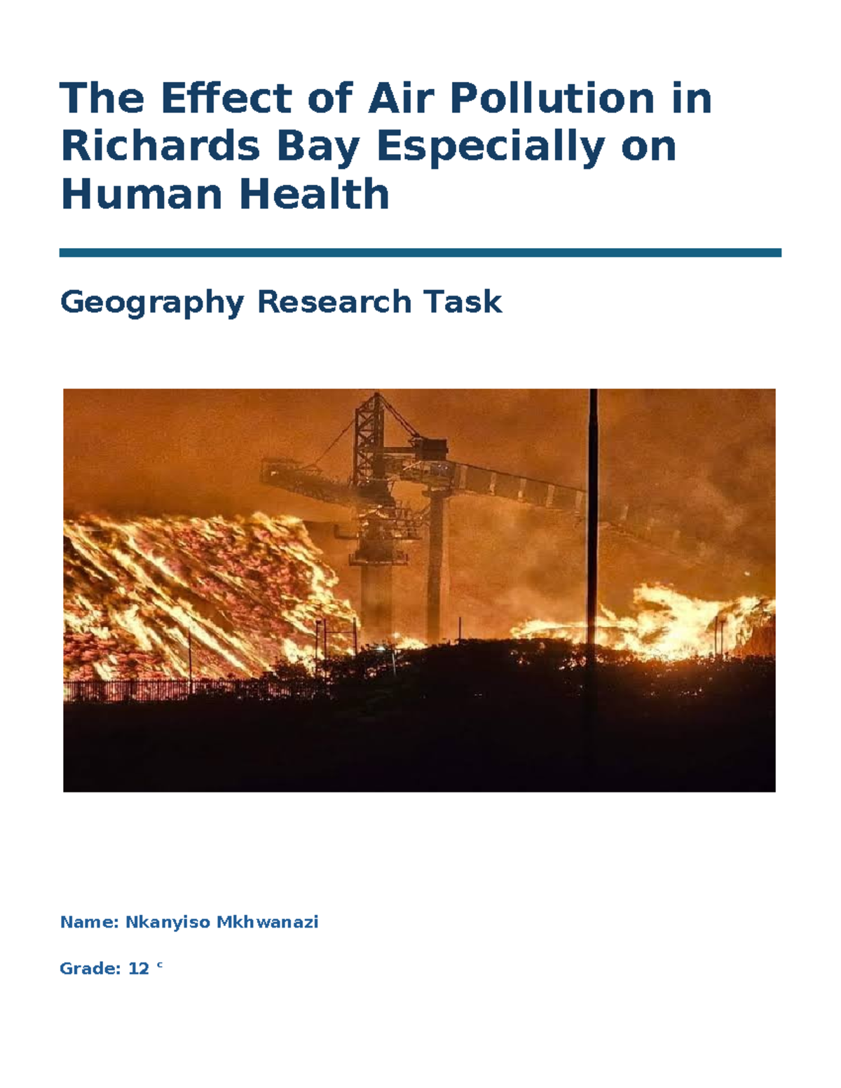 Geography Assignments - The Effect of Air Pollution in Richards Bay ...