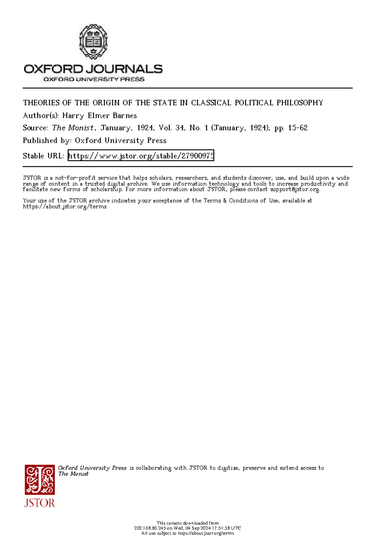 Barnes- Theoriesoriginstate-1924 - THEORIES OF THE ORIGIN OF THE STATE ...