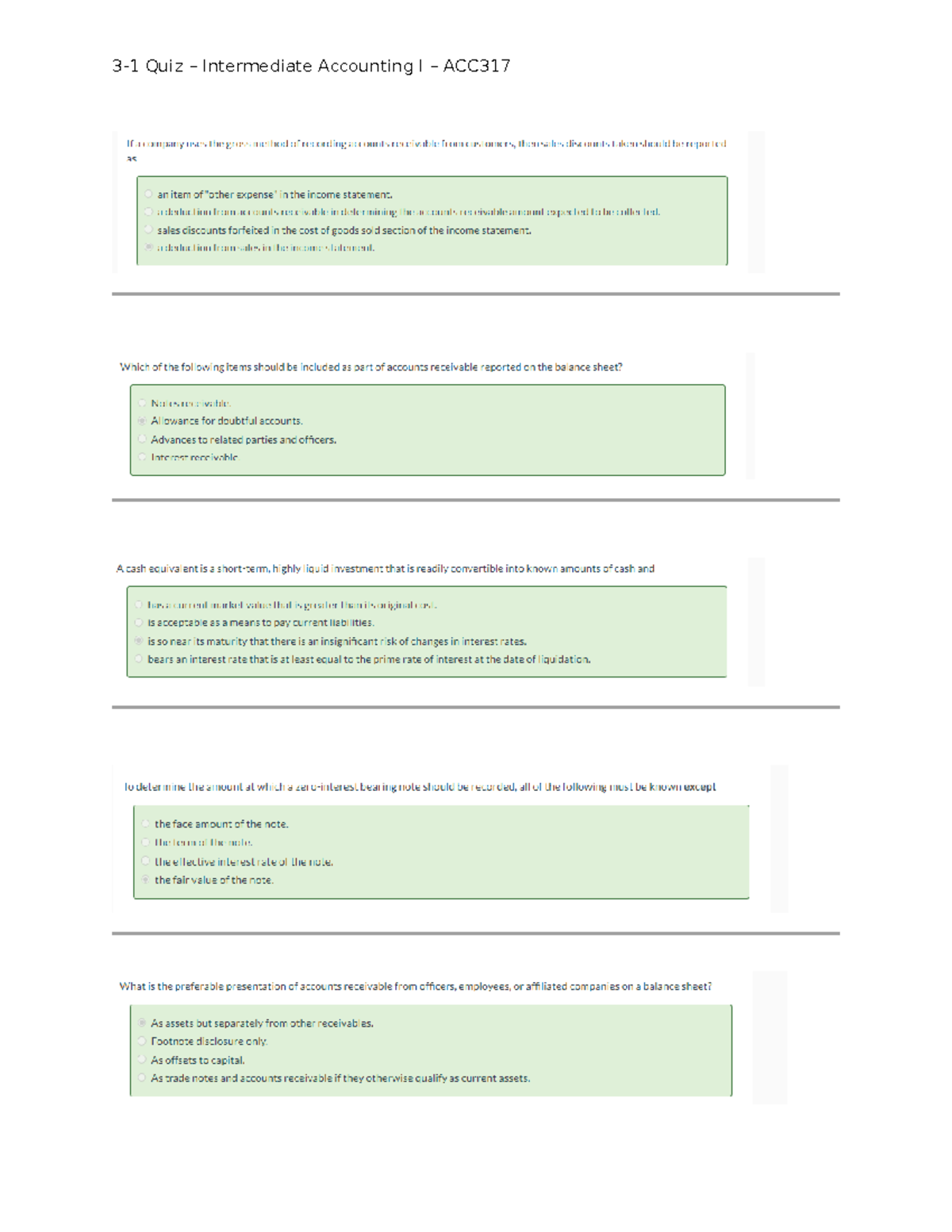 3-1: Quiz: Intermediate Accounting l - ACC-317 - Studocu