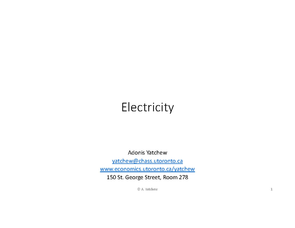 6a Electricity - lecture note - Warning: TT: undefined function: 32 Electricity Adonis Yatchew ...