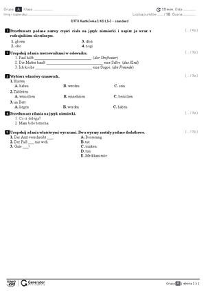 Perfekt 1 Kurztest K3 L3-4 A - Kurztest: Kapitel 3 / Lektionen: 3–4 ...