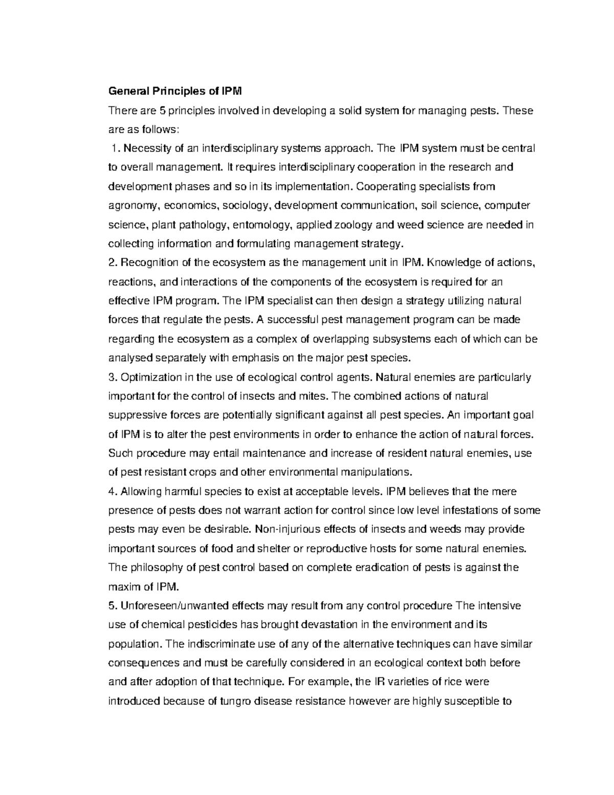 General Principles Of IPM General Principles Of IPM There Are 5