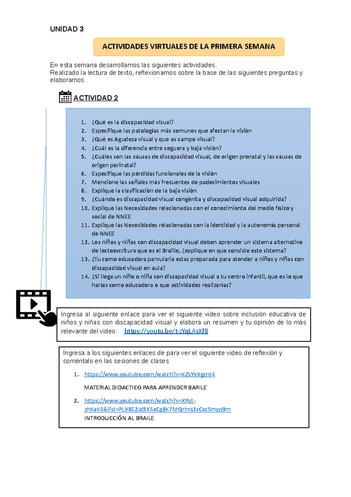 Actividad DE LA Unidad 3 - UNIDAD 3 En esta semana desarrollamos las ...