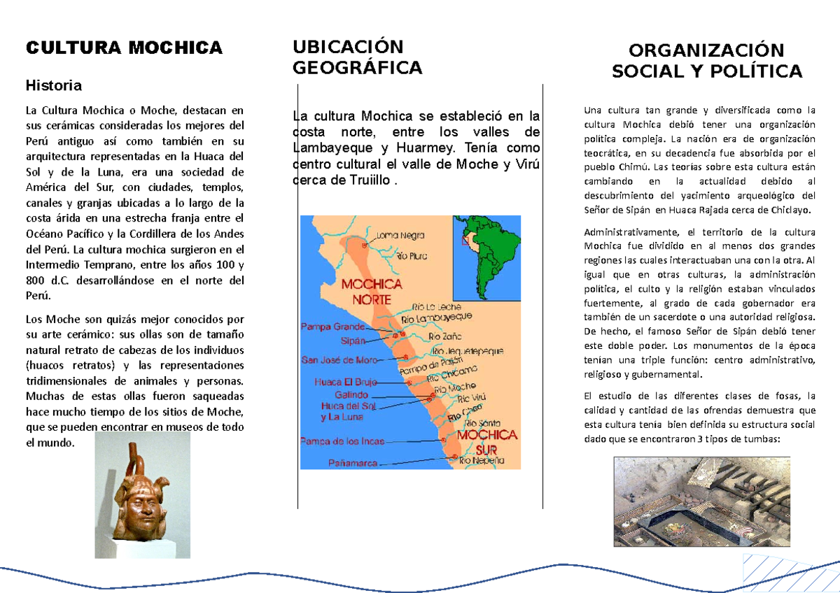 Cultura mochica - UBICACIÓN GEOGRÁFICA La cultura Mochica se estableció ...